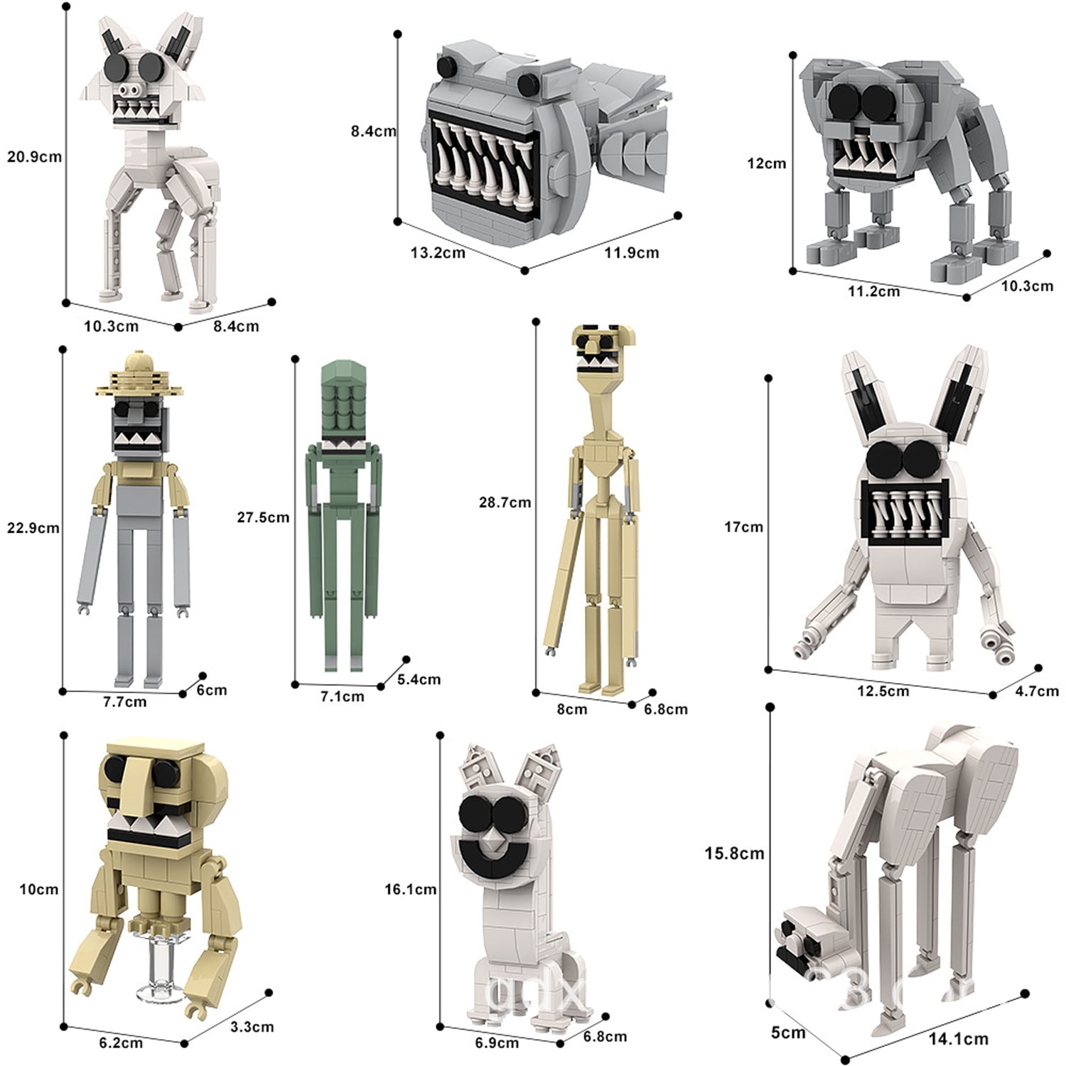 PbblePlayToy Horror Zoo Building Blocks Set – MOC Puzzle Brick Toy ...