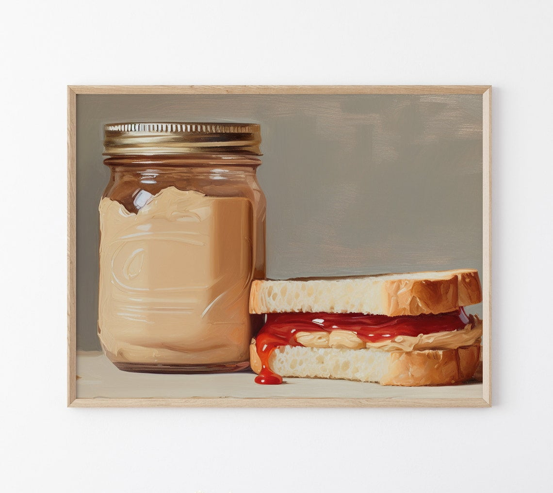 Pbj & Jar Of Peanut Butter - Original Still Life Oil Painting, Signed ...