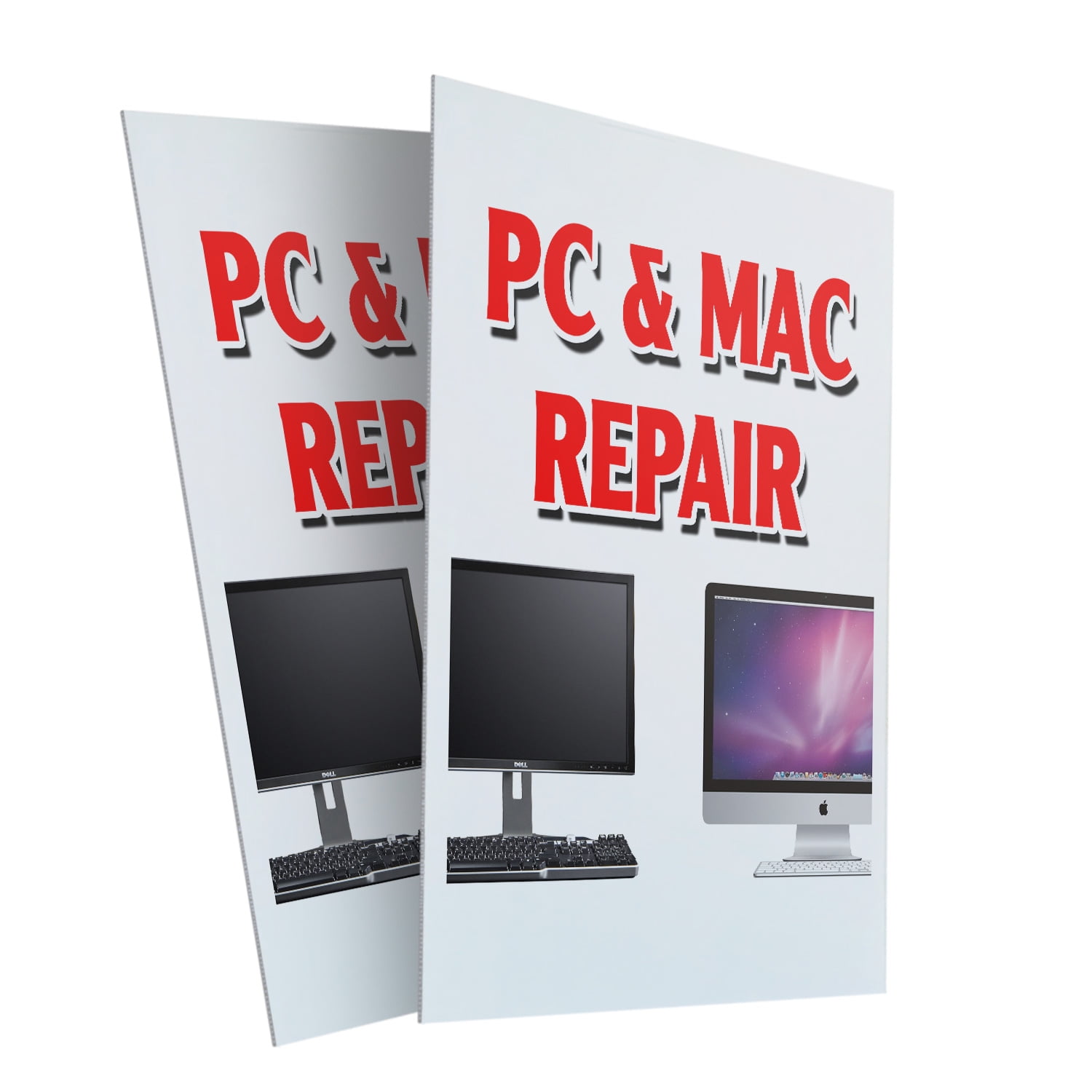 Pc & Mac Repair (2-PACK) 24" x 36" Plastic Signs | Sign Insert 4mm ...