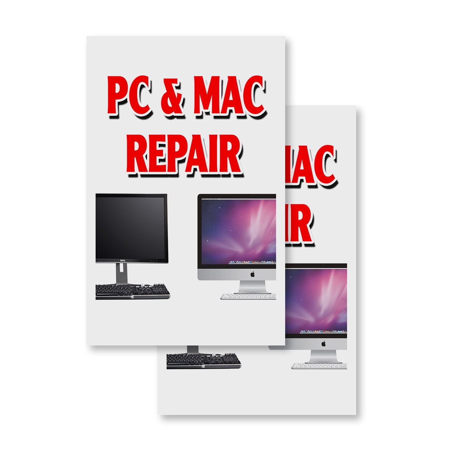 Pc & Mac Repair (2-PACK) 24" x 36" Vinyl Decals | Sign Insert Peel ...