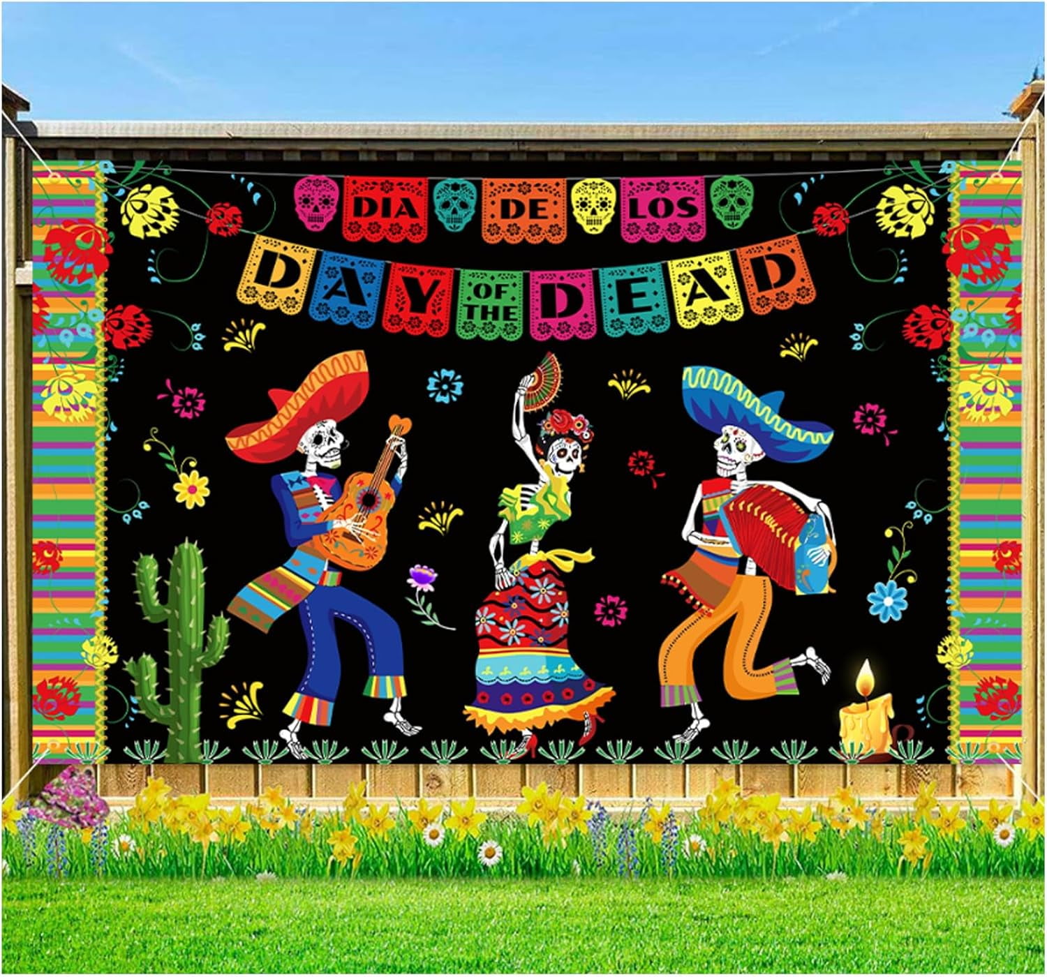 Pc Mexican Fiesta Day of The Dead Backdrop Banner Large Dia De Los ...