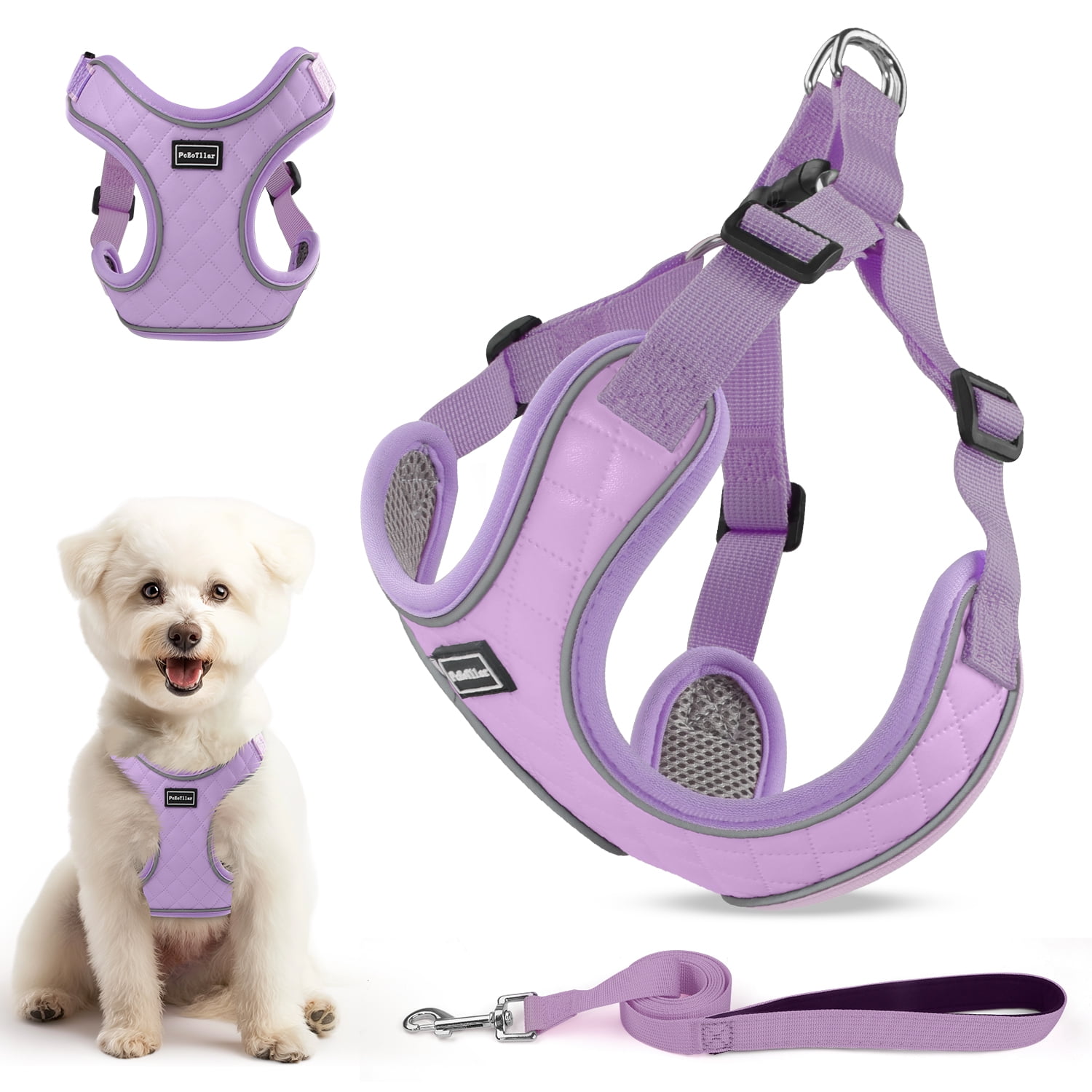 PcEoTllar Dog Harness and Leash Combo, Escape Proof No Pull Vest ...
