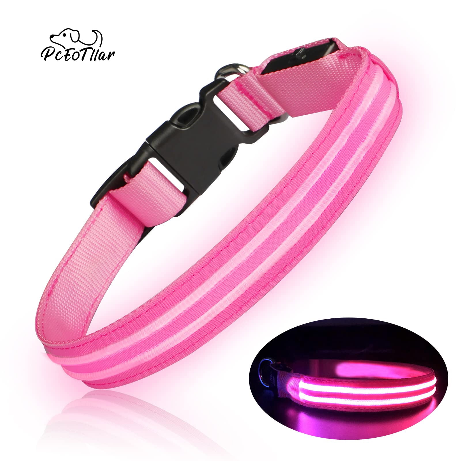 PcEoTllar Flashing LED Dog Collar - Waterproof Light up Dog Collar USB ...