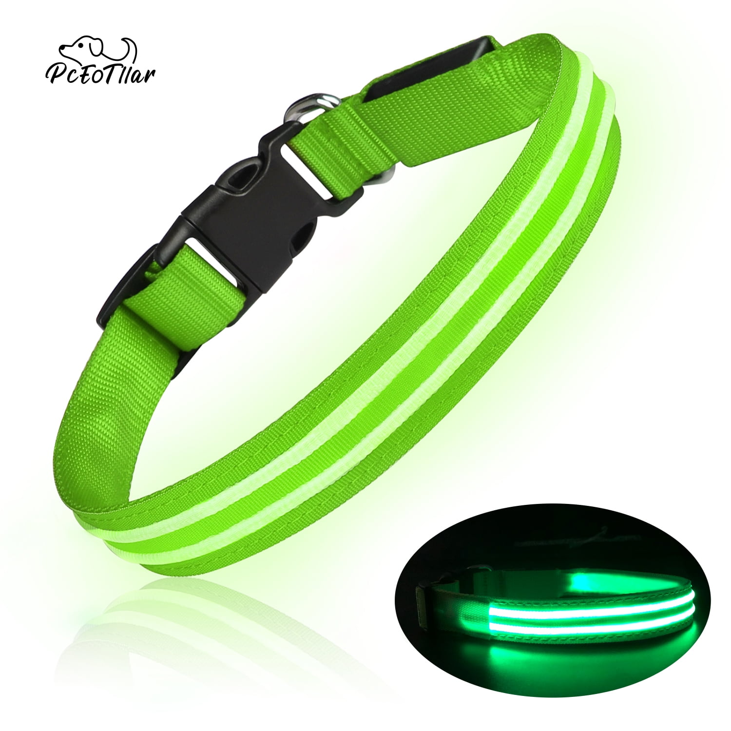 PcEoTllar Flashing LED Dog Collar - Waterproof Rechargeable for Night ...
