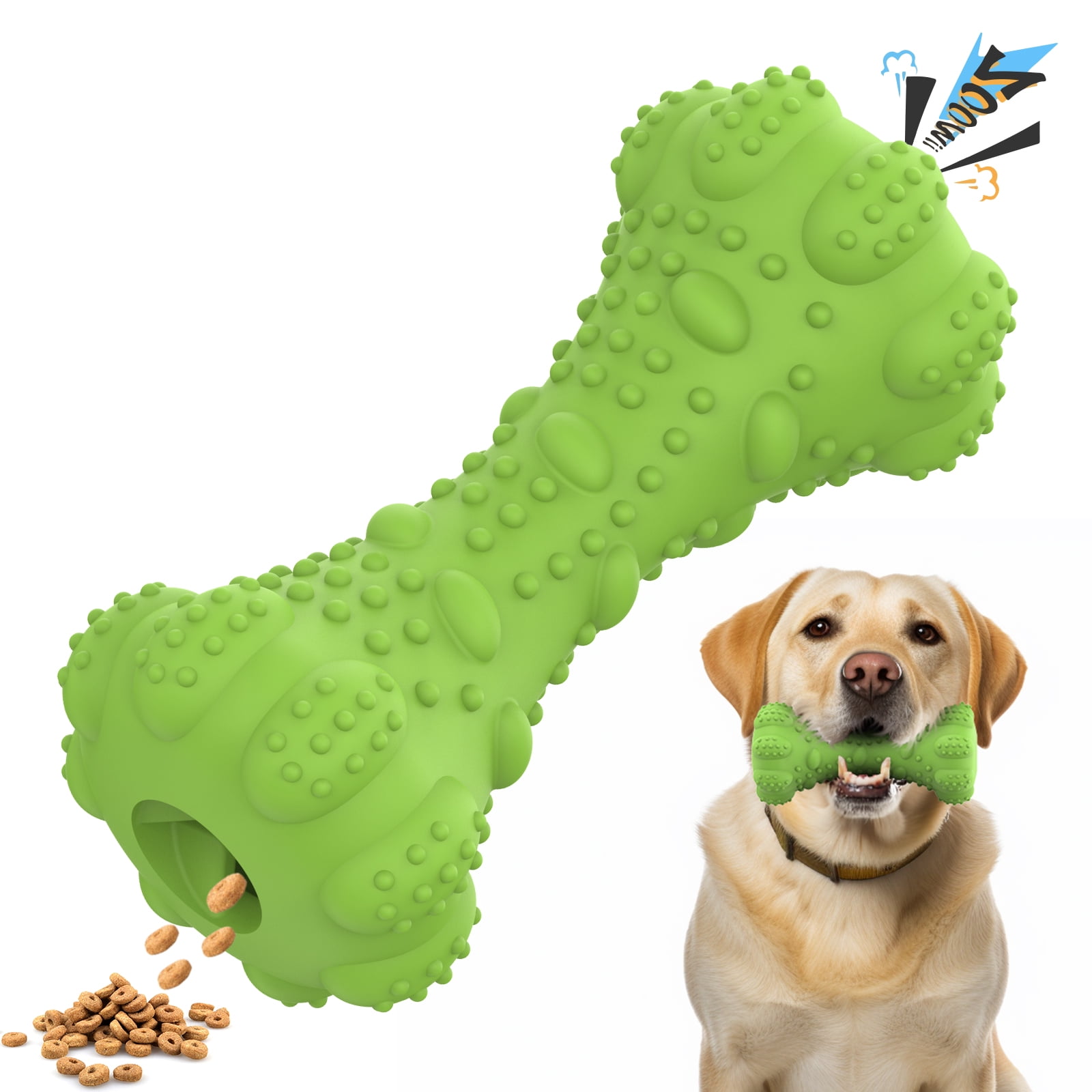 PcEoTllar Interactive Dog Chew Toy, Squeaky Treat Dispensing Dog ...