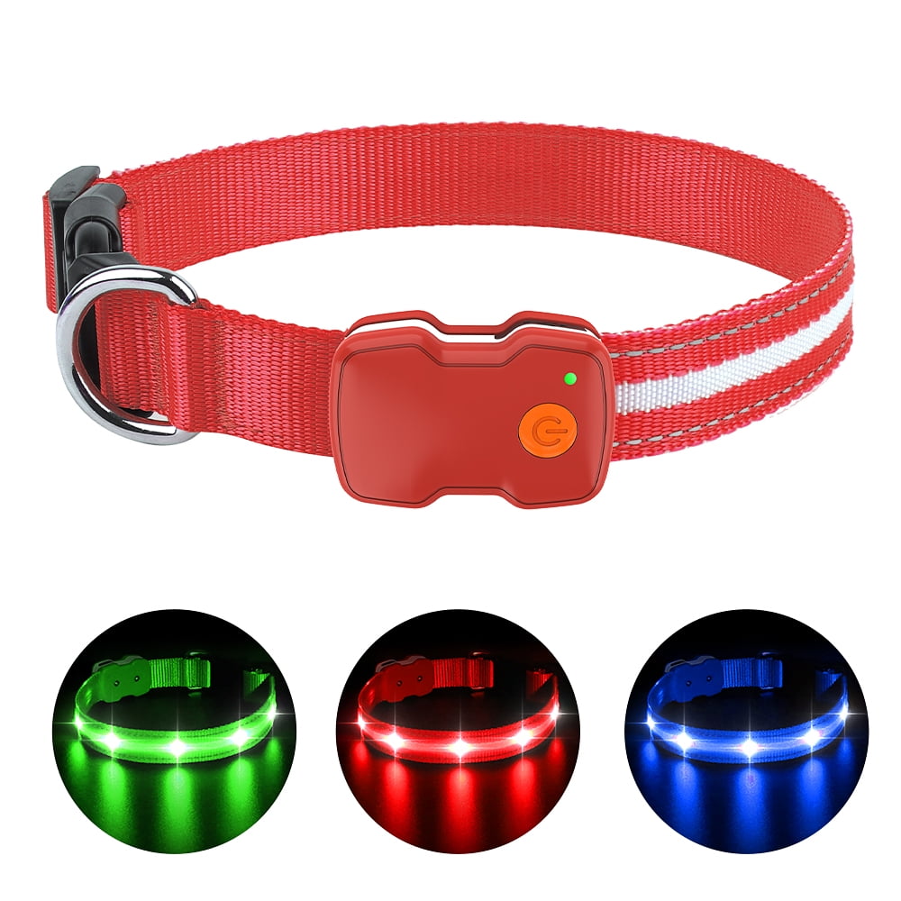 PcEoTllar LED Dog Collar, Rechargeable, Blinking Walking Night Glow for ...