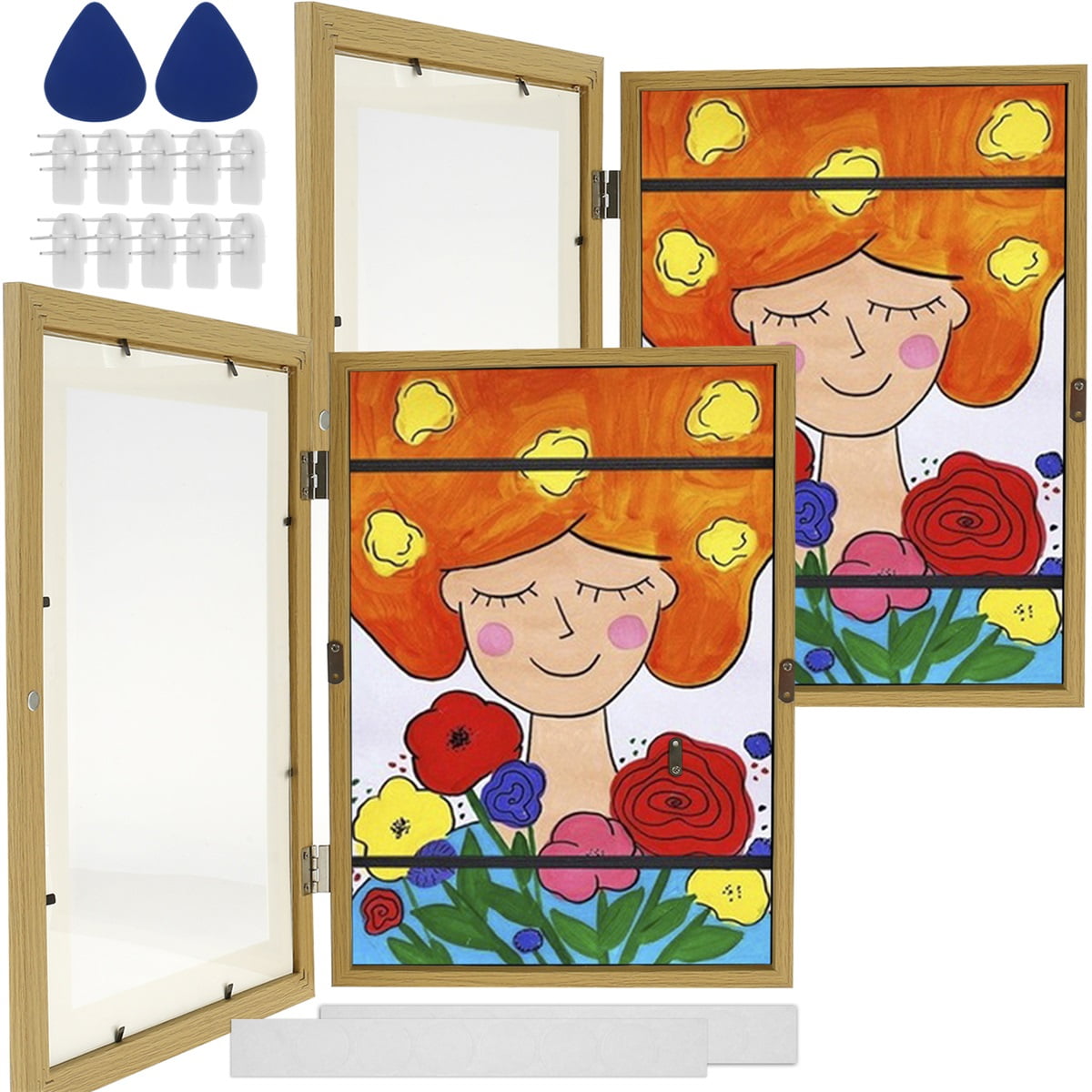 Pcapzz 1/2Pcs Kids Art Frames A4 Front Opening Photo Frames with Stand ...
