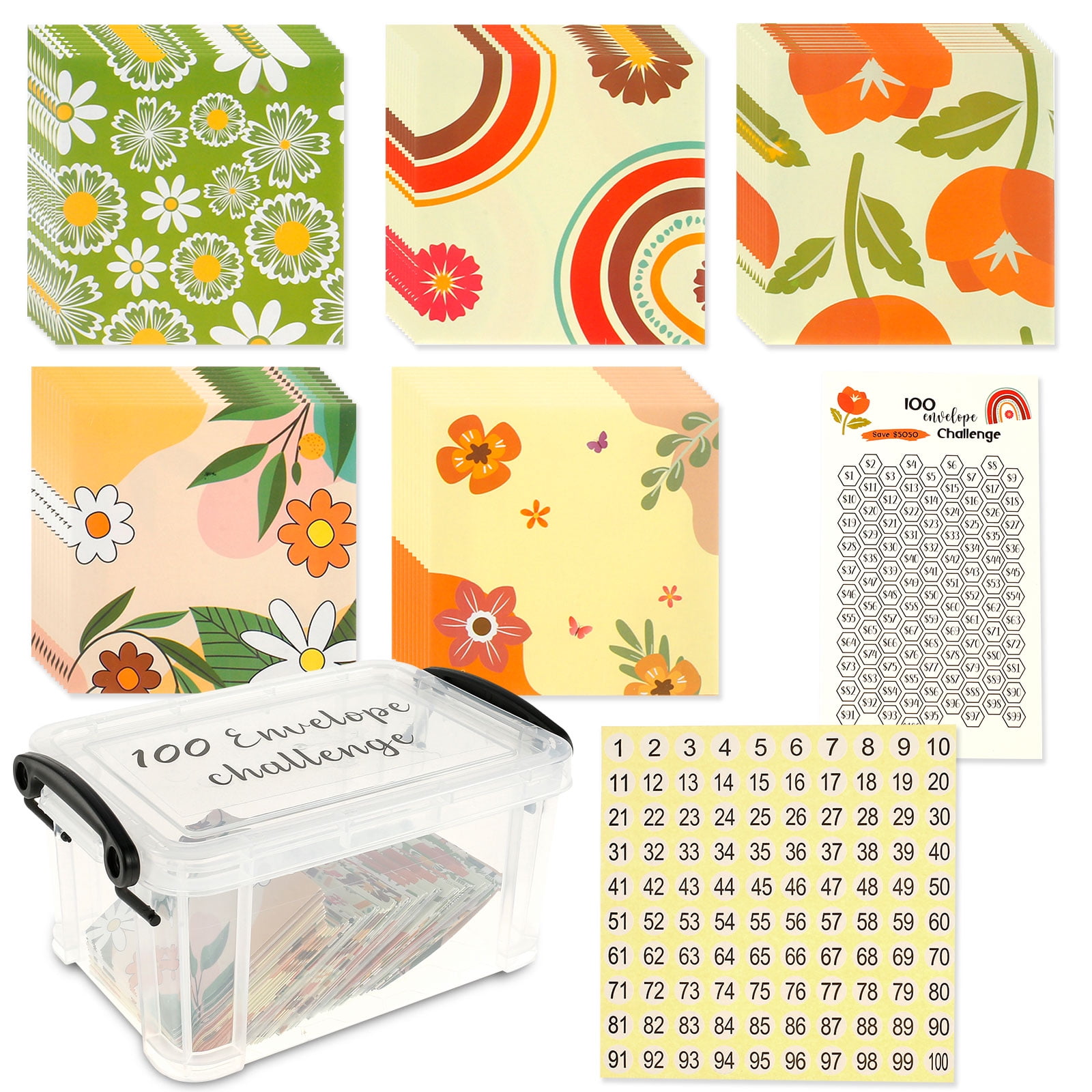 Pcapzz 100 Envelope Challenge Box,Envelope Challenge Kit,Money Saving ...