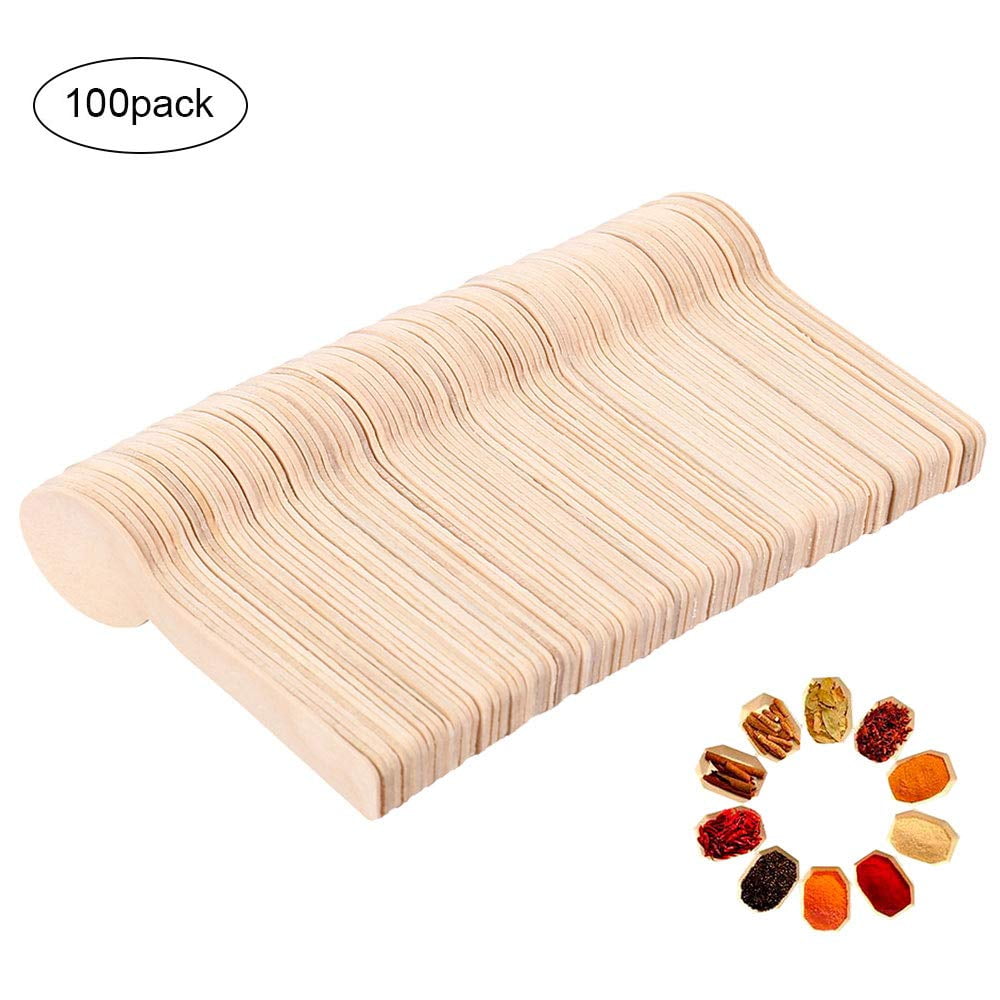 Pcapzz 100Pcs Wooden Spoons Biodegradable Natural Wood Ice Cream Spoons ...
