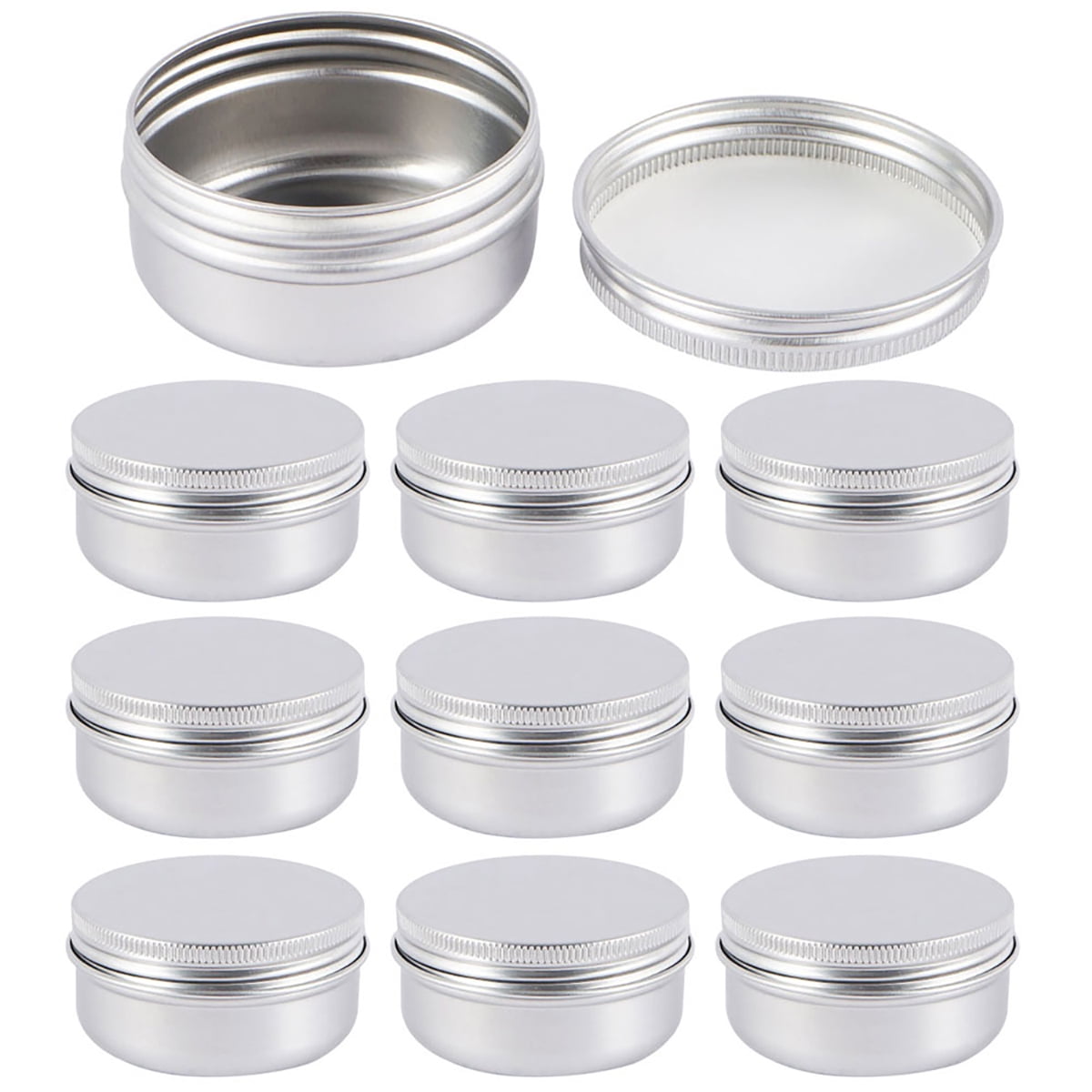Pcapzz 10Pcs Aluminum Jars 50/100ML Refillable Empty Metal Pot Mini ...