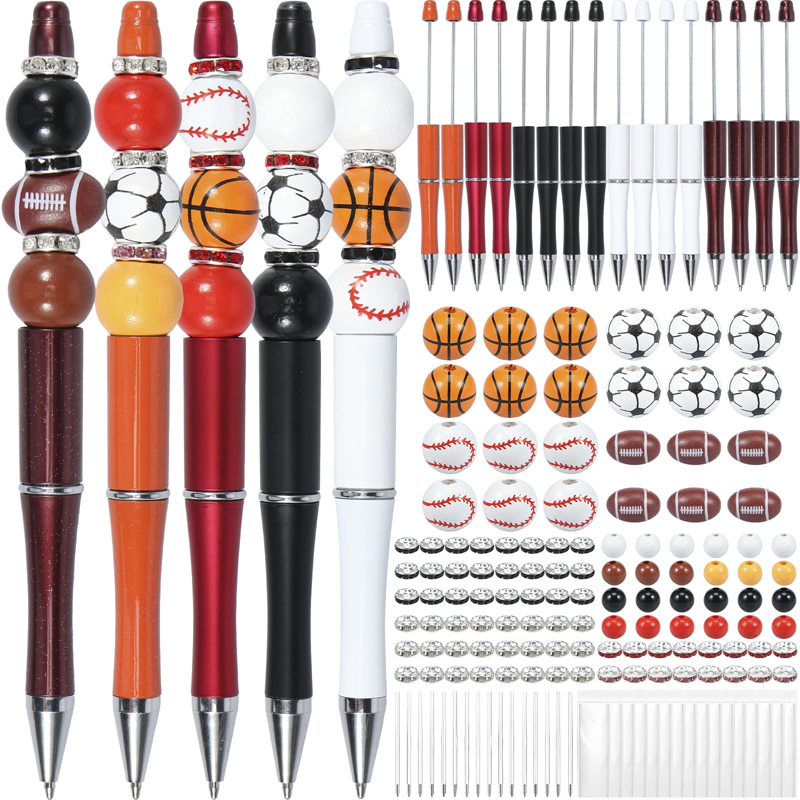 Pcapzz 16PCS Sports Beadable Pens Kit Assorted Plastic Bead Pens with ...