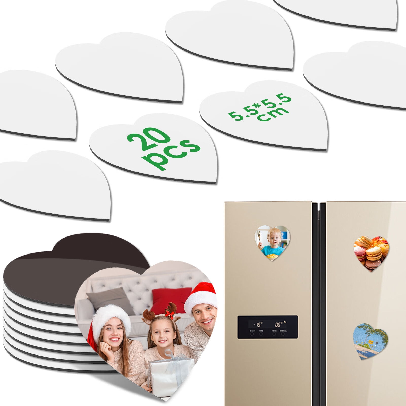 Pcapzz 20Pcs Sublimation Refrigerator Magnets Blanks DIY Fridge Magnets ...