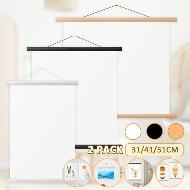 Pcapzz 2Pcs Magnetic Poster Hanger Frame,DIY Wood Poster Frame Teak ...