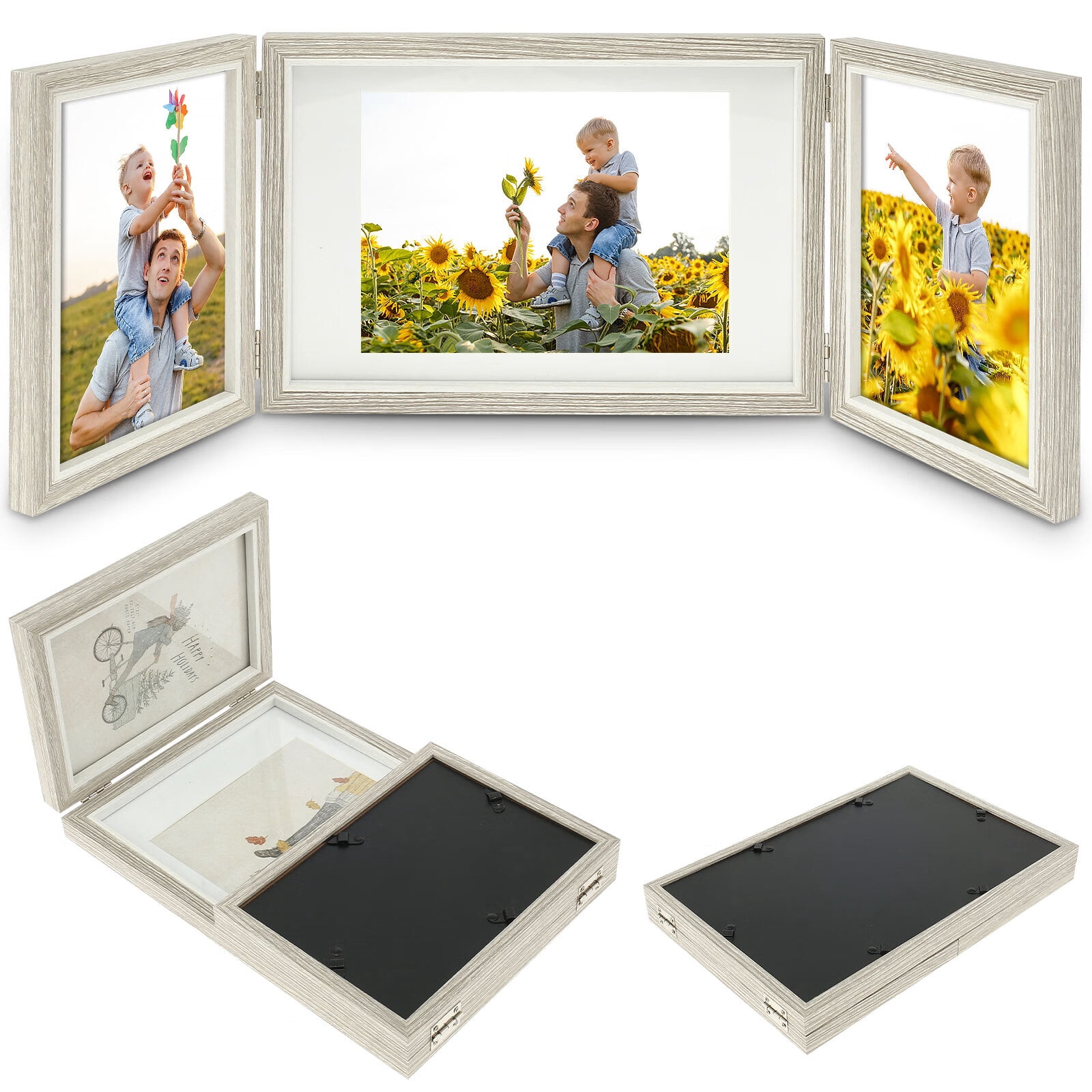 Pcapzz 3 Picture Frame Triple Hinged Photo Frames Nordic Style Wooden ...