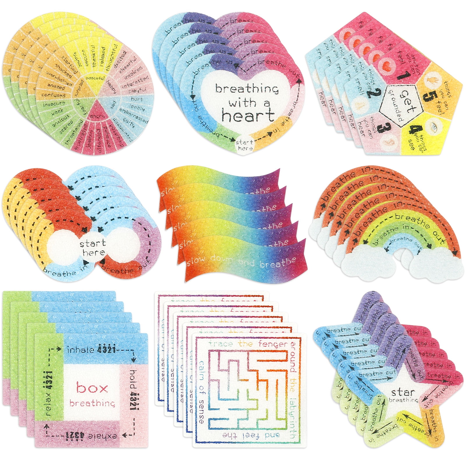 Pcapzz Calm Stickers, 45Pcs Anxiety Sensory Stickers, Tactile Rough ...