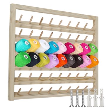 New brothread Wooden Thread Rack - 60 Spools Cone Stand for Organizing ...