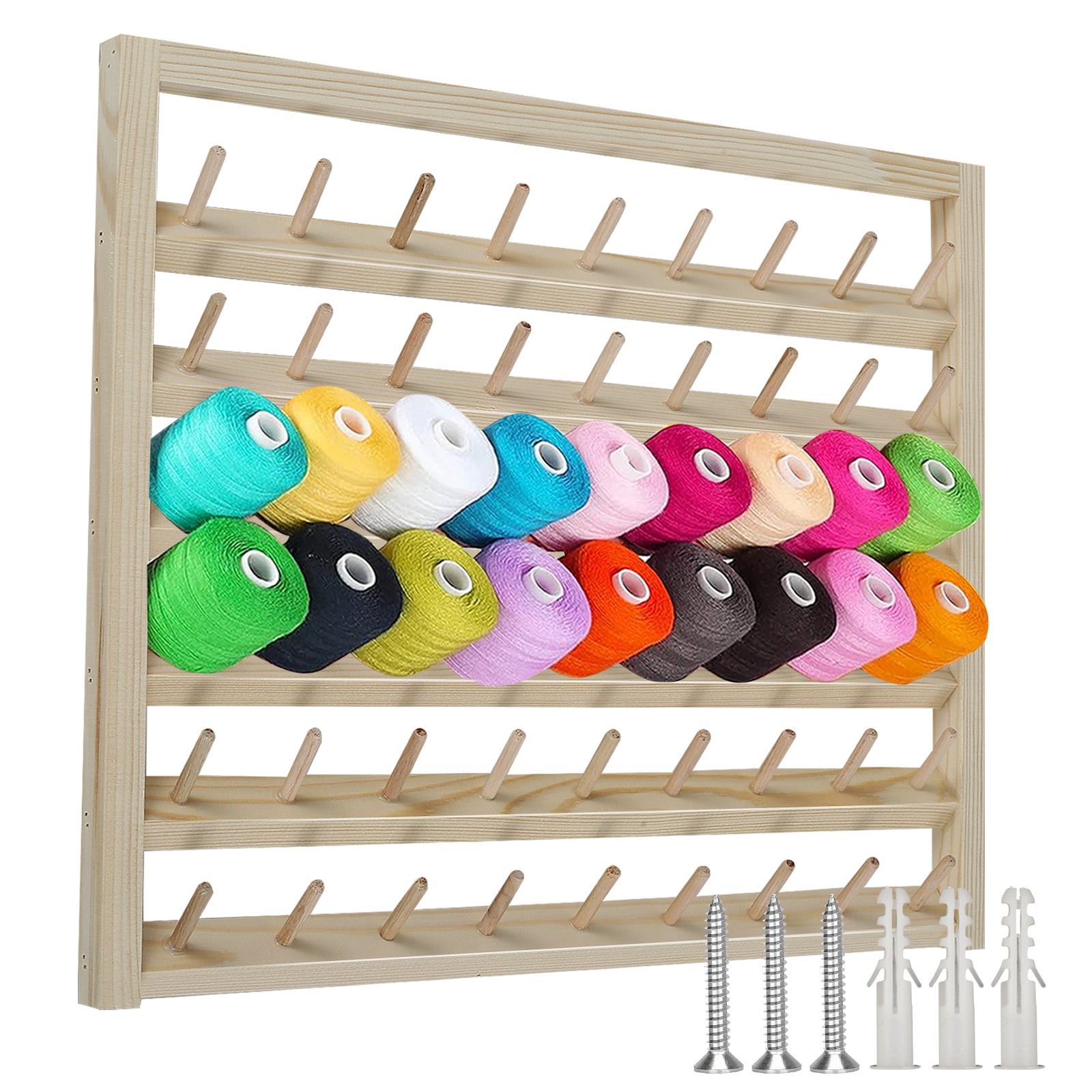 Pcapzz 48 Spool Wooden Thread Holder MultiPurpose Wooden Thread Rack ...