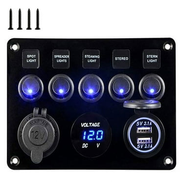3 Gang Toggle Rocker Switch Panel Usb Car Boat Marine Rv Truck Blue Led ...