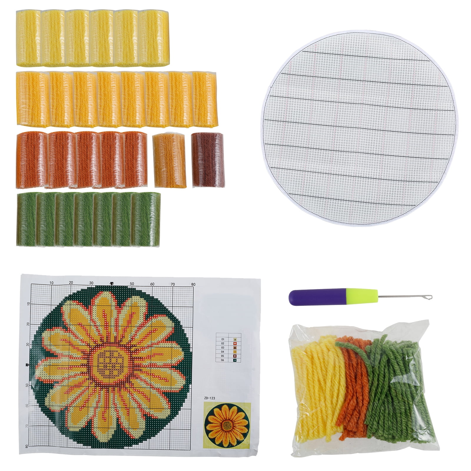Pcapzz 50×50cm Latch Hook Rug Kit Sunflower Pattern Crochet Latch Hook ...