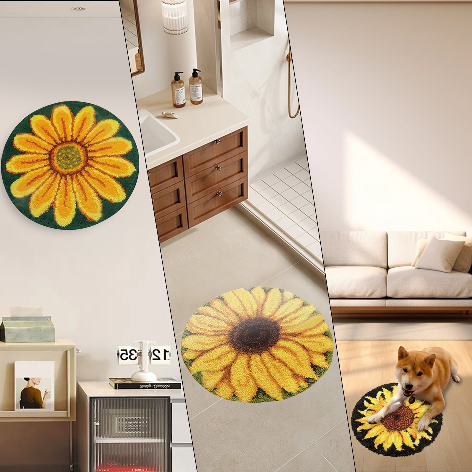Pcapzz 50×50cm Latch Hook Rug Kit Sunflower Pattern Crochet Latch Hook ...