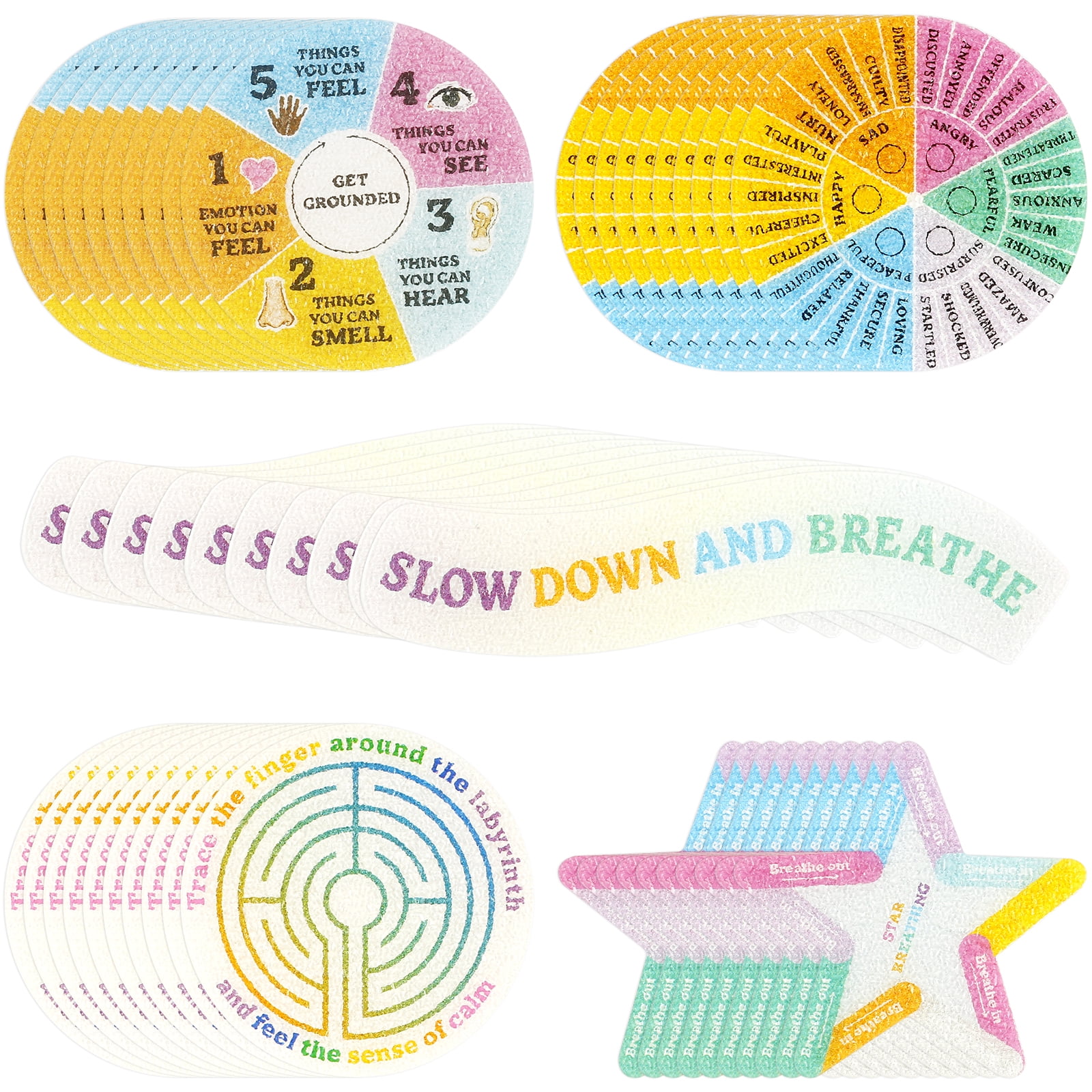 Pcapzz 50Pcs Calm Stickers Set 5 Styles Tactile Rough Textured Stickers ...