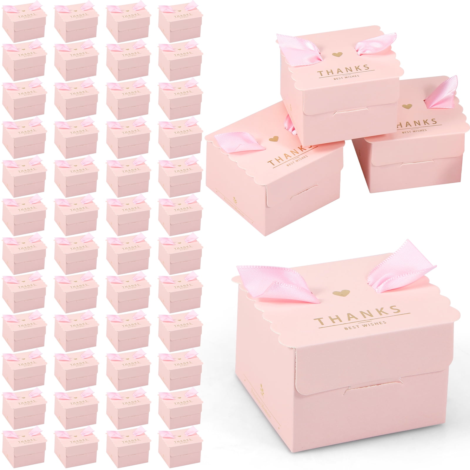 Pcapzz 50Pcs Treat Boxes Candy Gable Boxes with Ribbon Party Favor ...