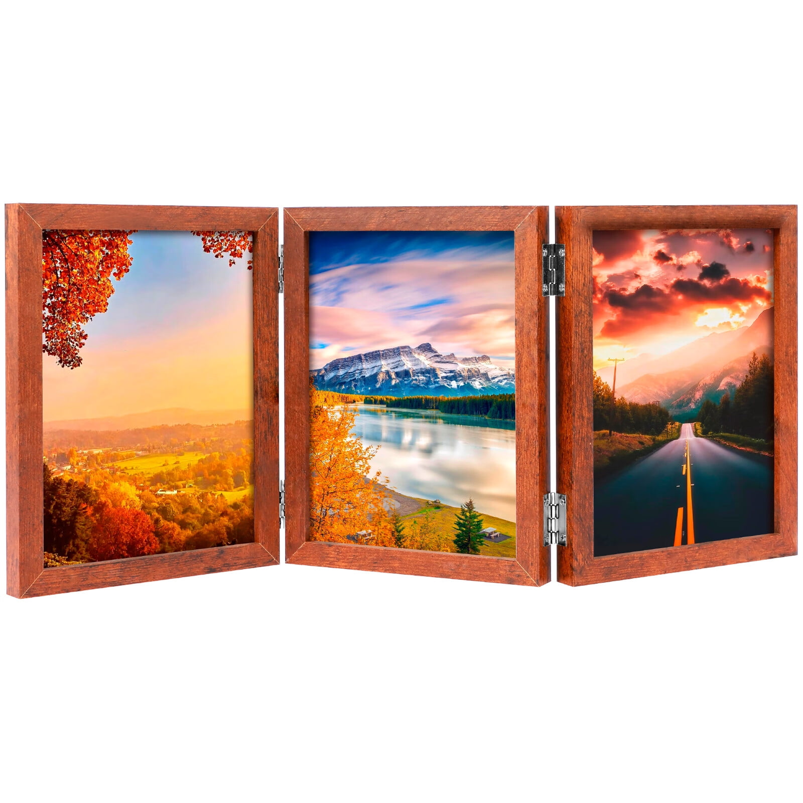 Pcapzz 5x6in Double/Trifold Folding Picture Frame 180° Wood Free ...