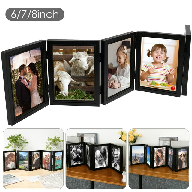 Pcapzz 6 In Hinged Picture Frame with Glass 5 Photos Folding Photo ...