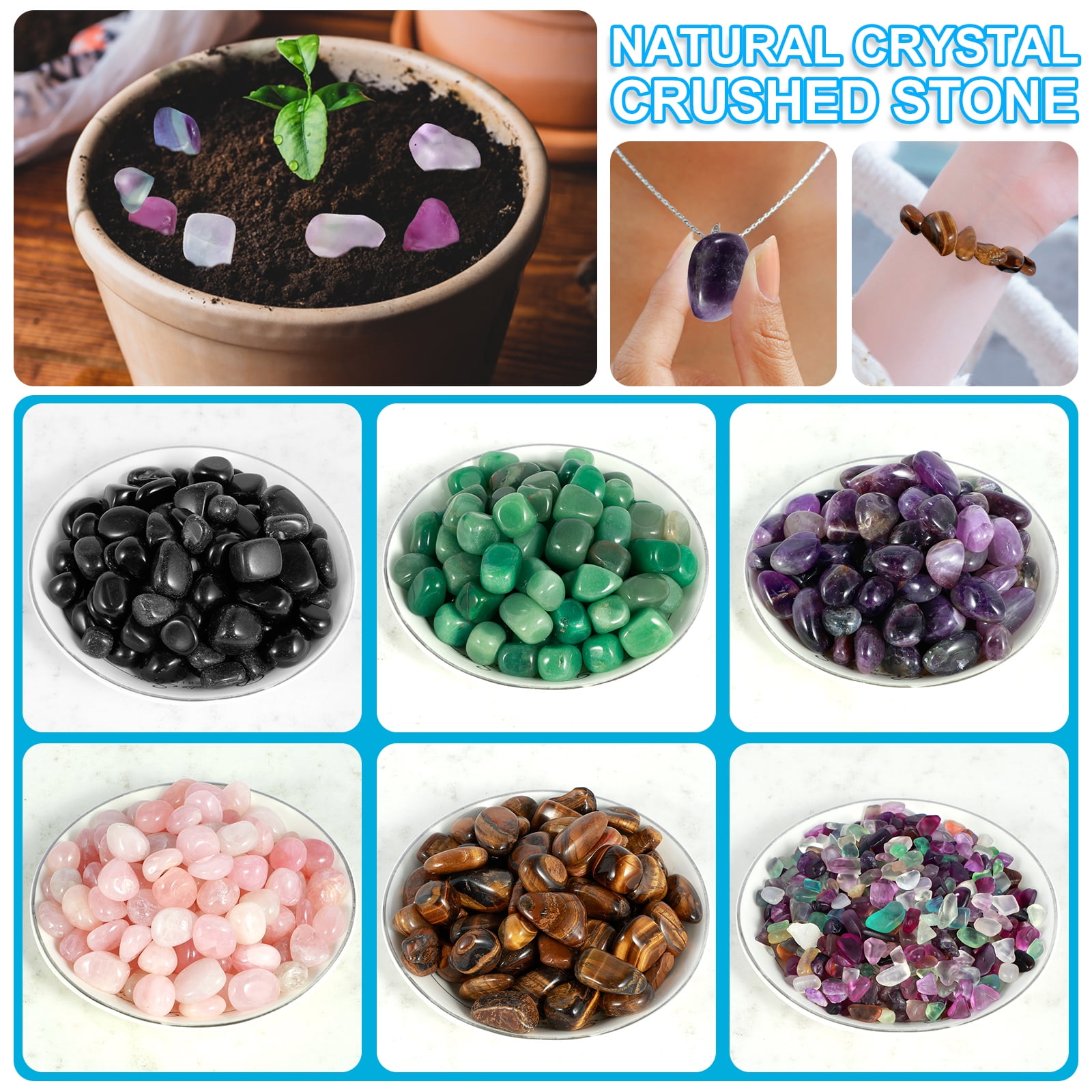 Pcapzz 600G Natural Crushed Crystal Rocks,Irregular Polished Crystal ...