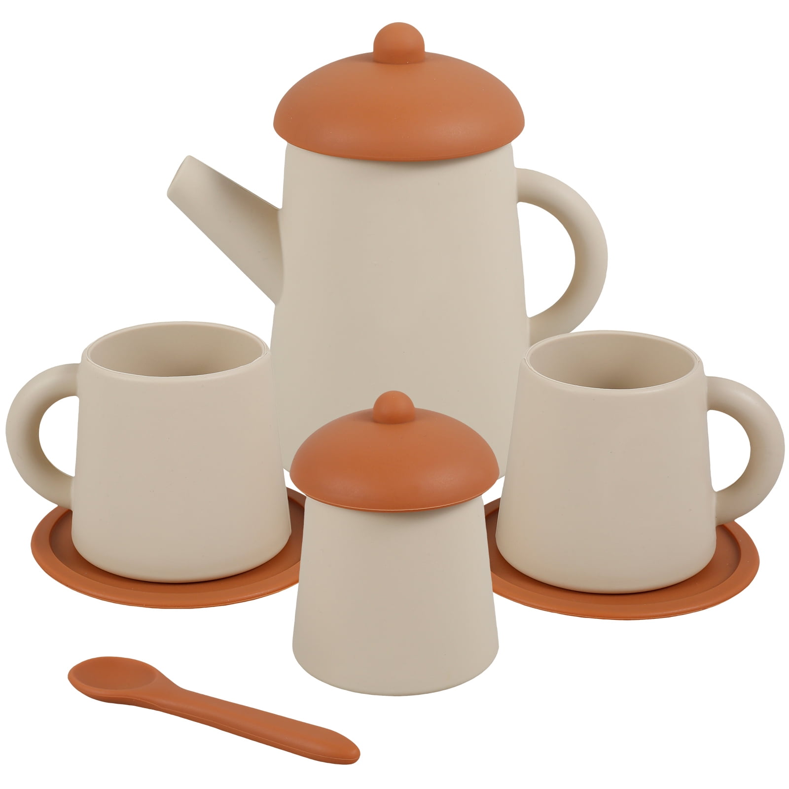 Pcapzz 7Pcs Silicone Tea Set Pretend Play Tea Set Afternoon Tea Pretend ...