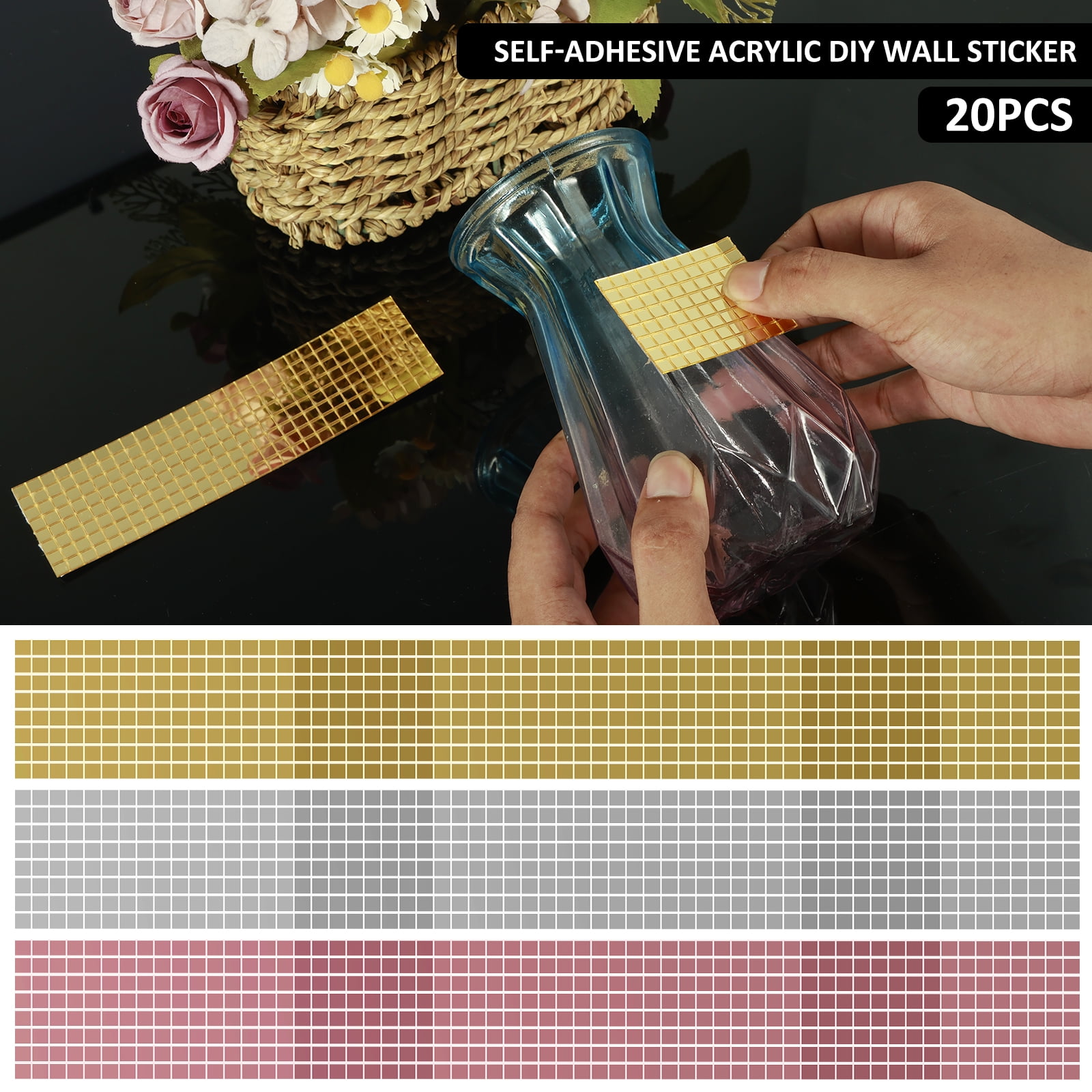 Pcapzz 9600Pcs Diy Disco Ball Glass Mirror Wall Stickers,5x5 mm Self ...