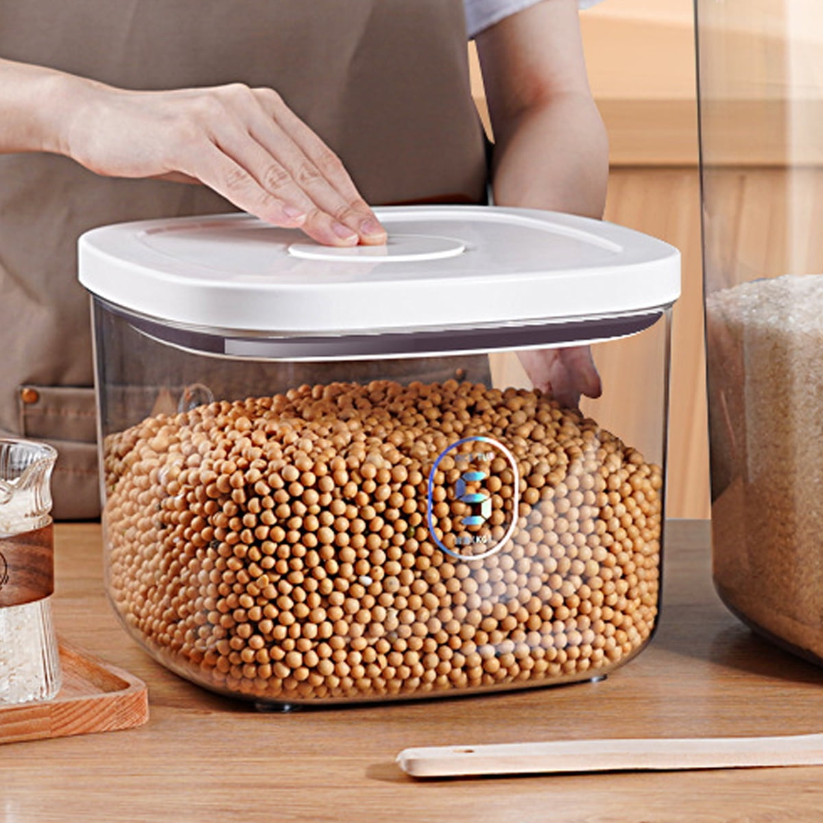 Pcapzz Airtight Rice Container with Lid Measuring Cup 10 Lbs Sealed ...