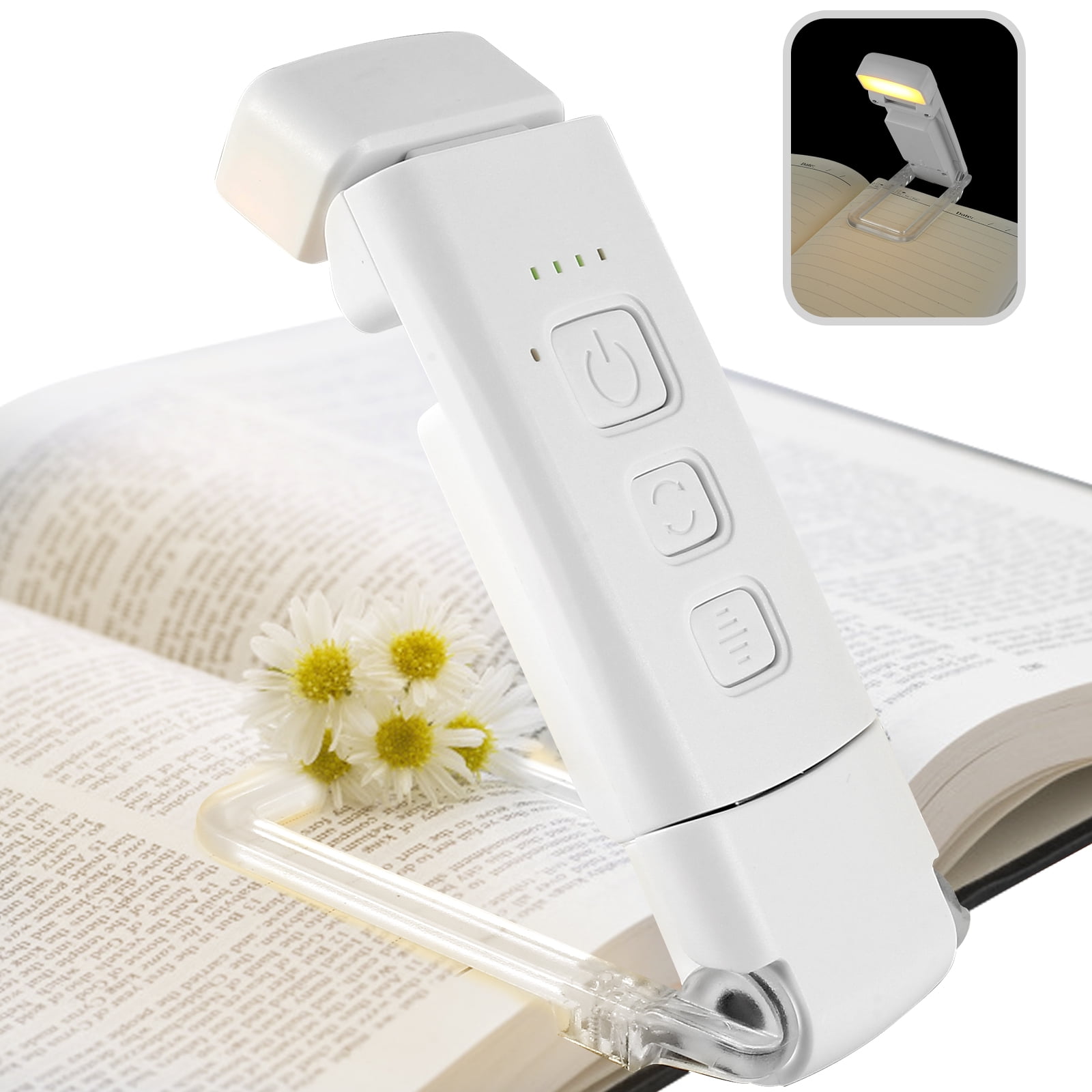 Pcapzz Clip On Book Light,Reading Light,500mAh USB Rechargeable Angle ...