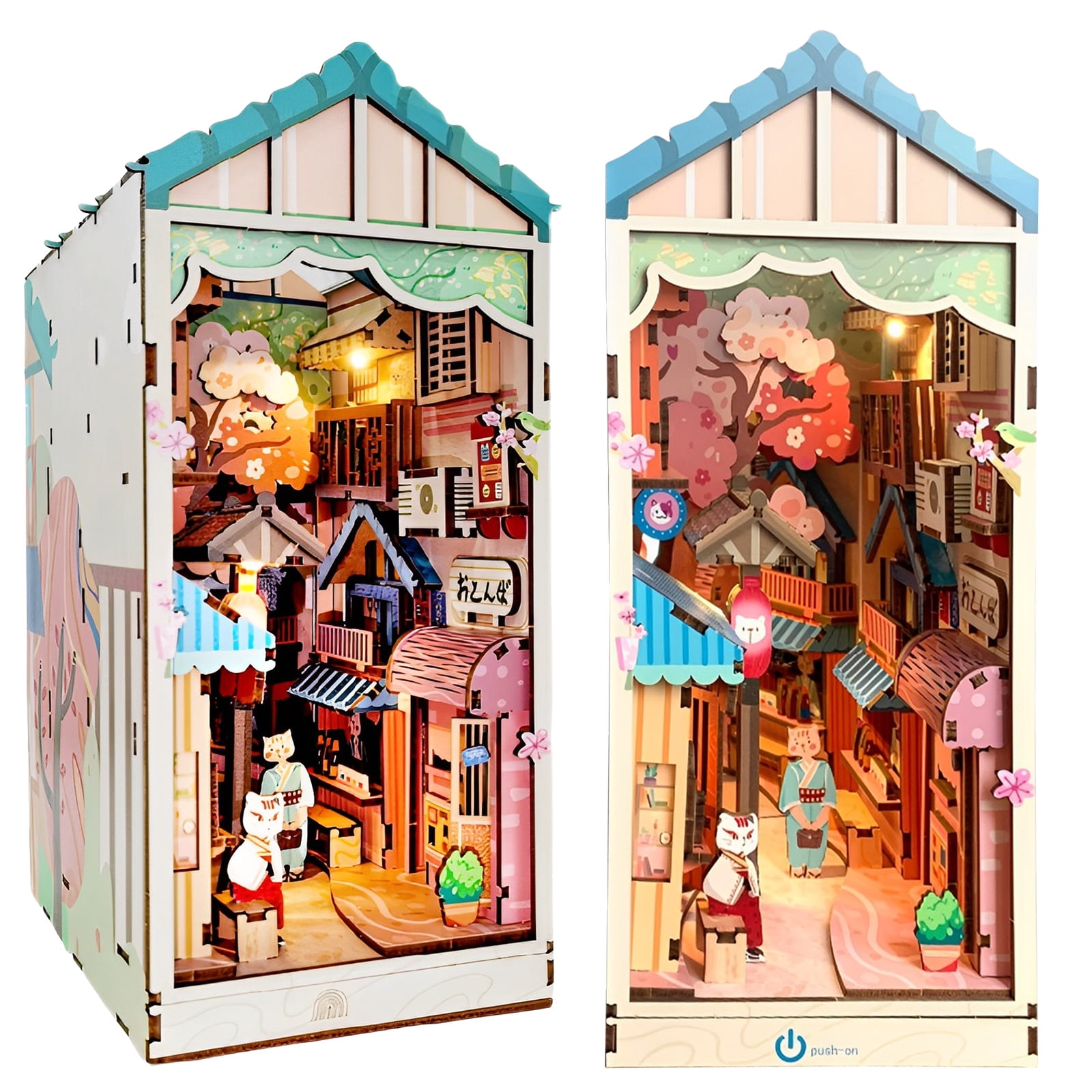 Pcapzz DIY Book Nook Kit 3D Wooden Puzzle Bookshelf Insert Decor with ...