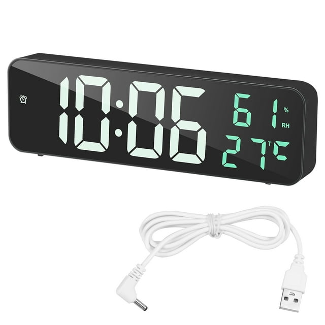 Pcapzz Digital Alarm Clock with Temp Date Display 3 Level Dimmable ...