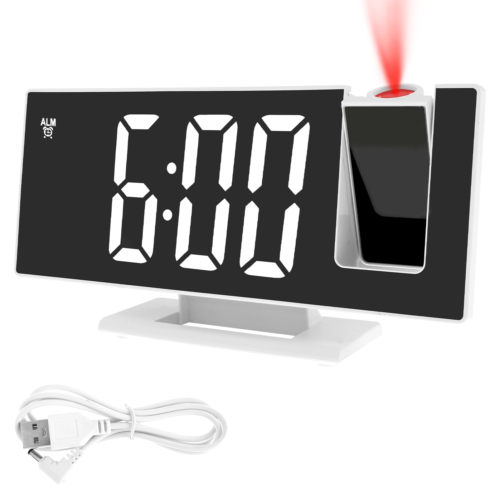 Pcapzz Digital Projection Alarm Clock with 180° Rotatable Projector ...