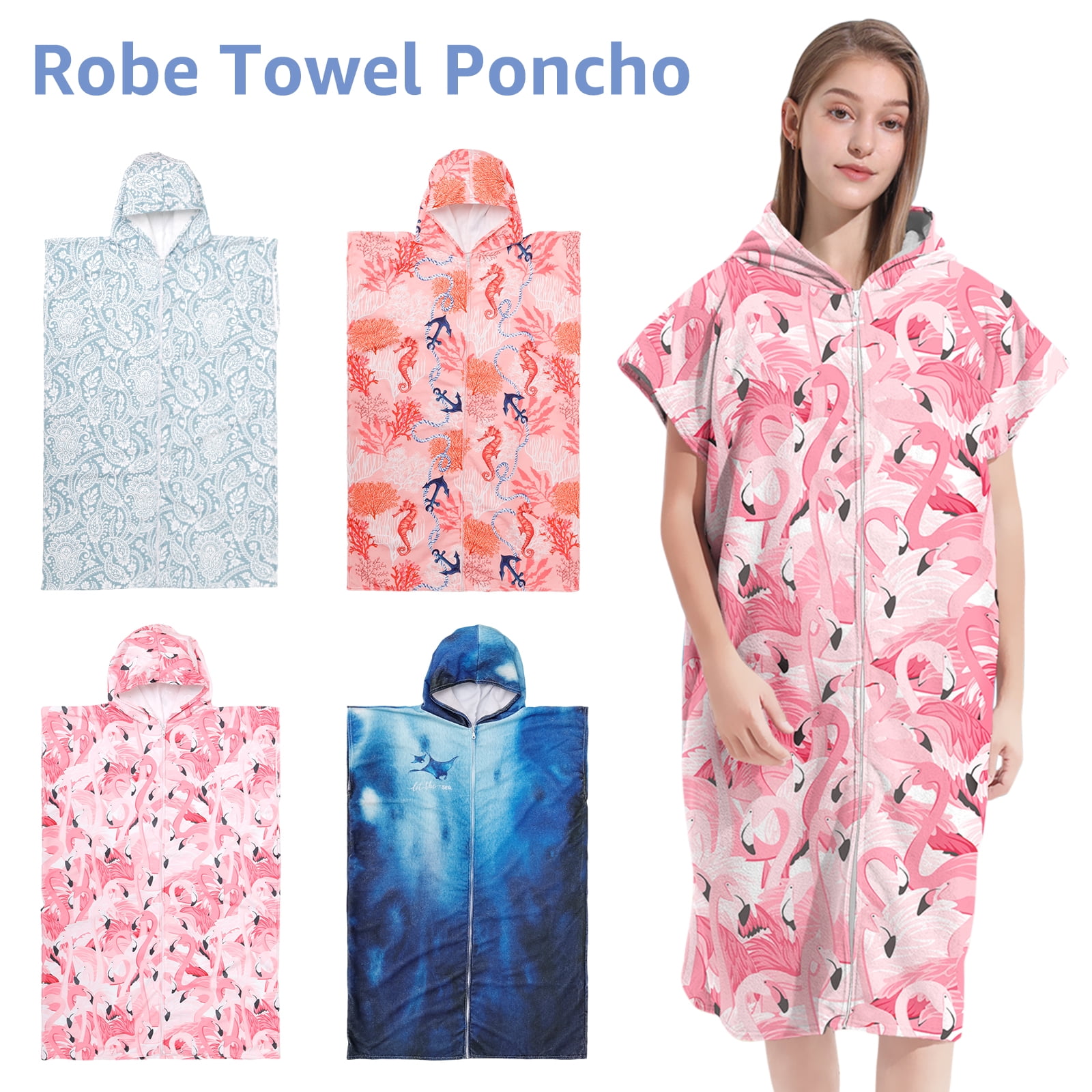 Pcapzz Quick Dry Surf Poncho Changing Robe Soft Microfiber Towel Poncho ...