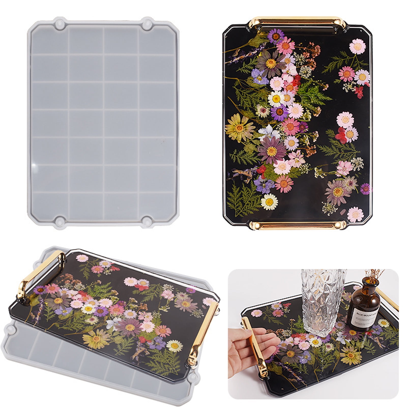 Pcapzz Resin Mold Resin Tray Mold Silicone Tray Mold Rectangle Large ...