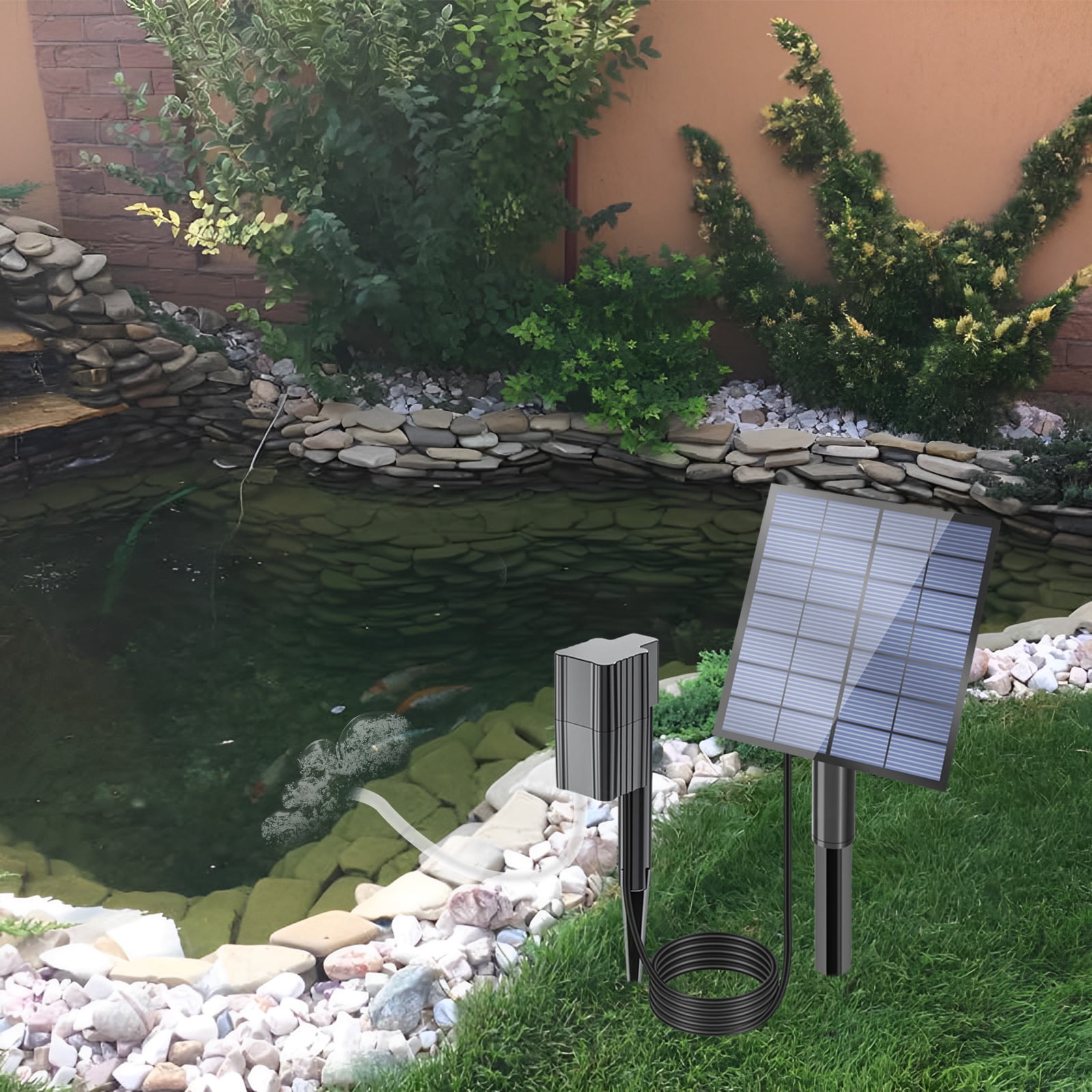 Pcapzz Solar Oxygen Pump Solar Pond Aerator with Air Hose and Bubble ...