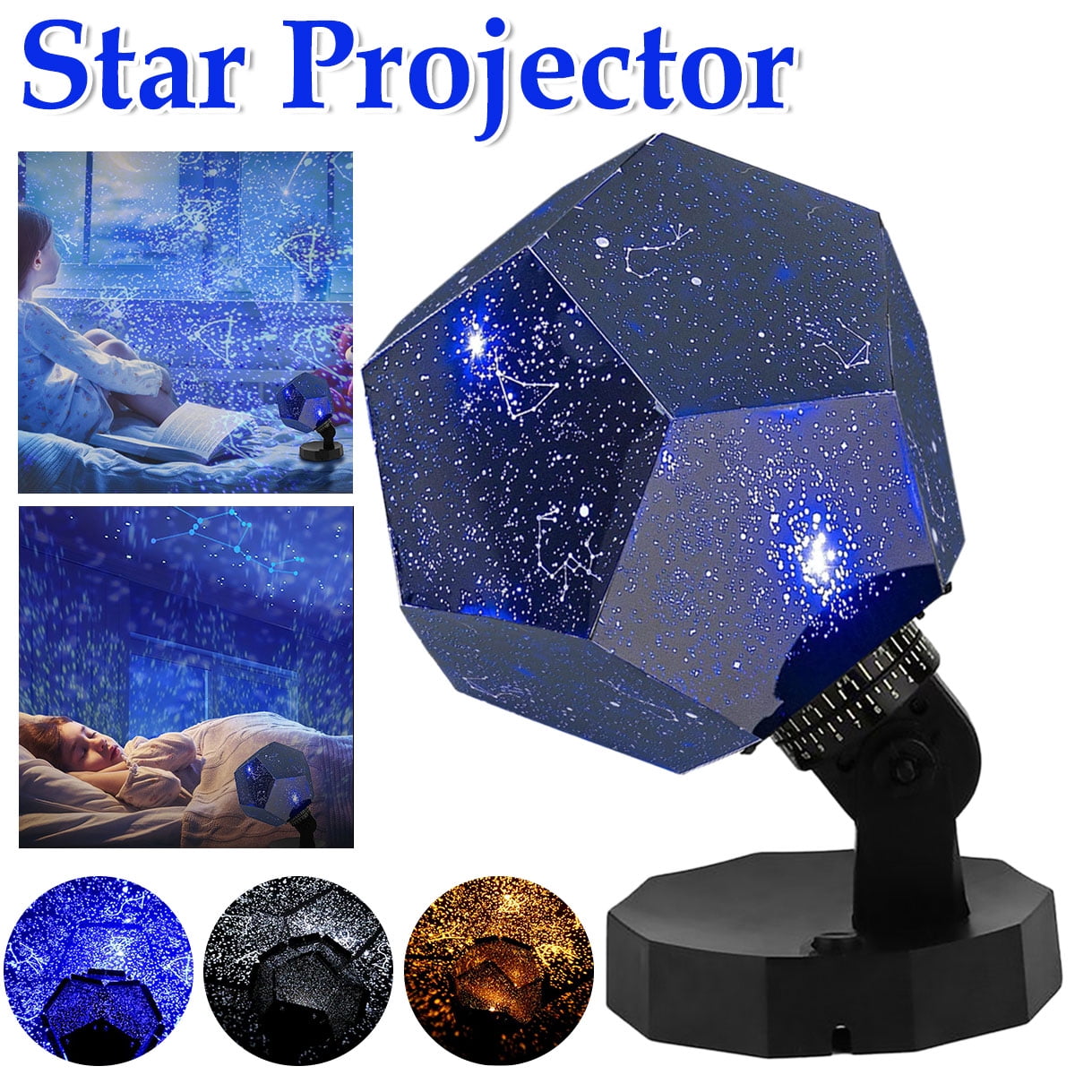 Pcapzz Star Projector,Galaxy Lamp Starry Sky Night Light for Kids 3 Colors Star Sky Light ...
