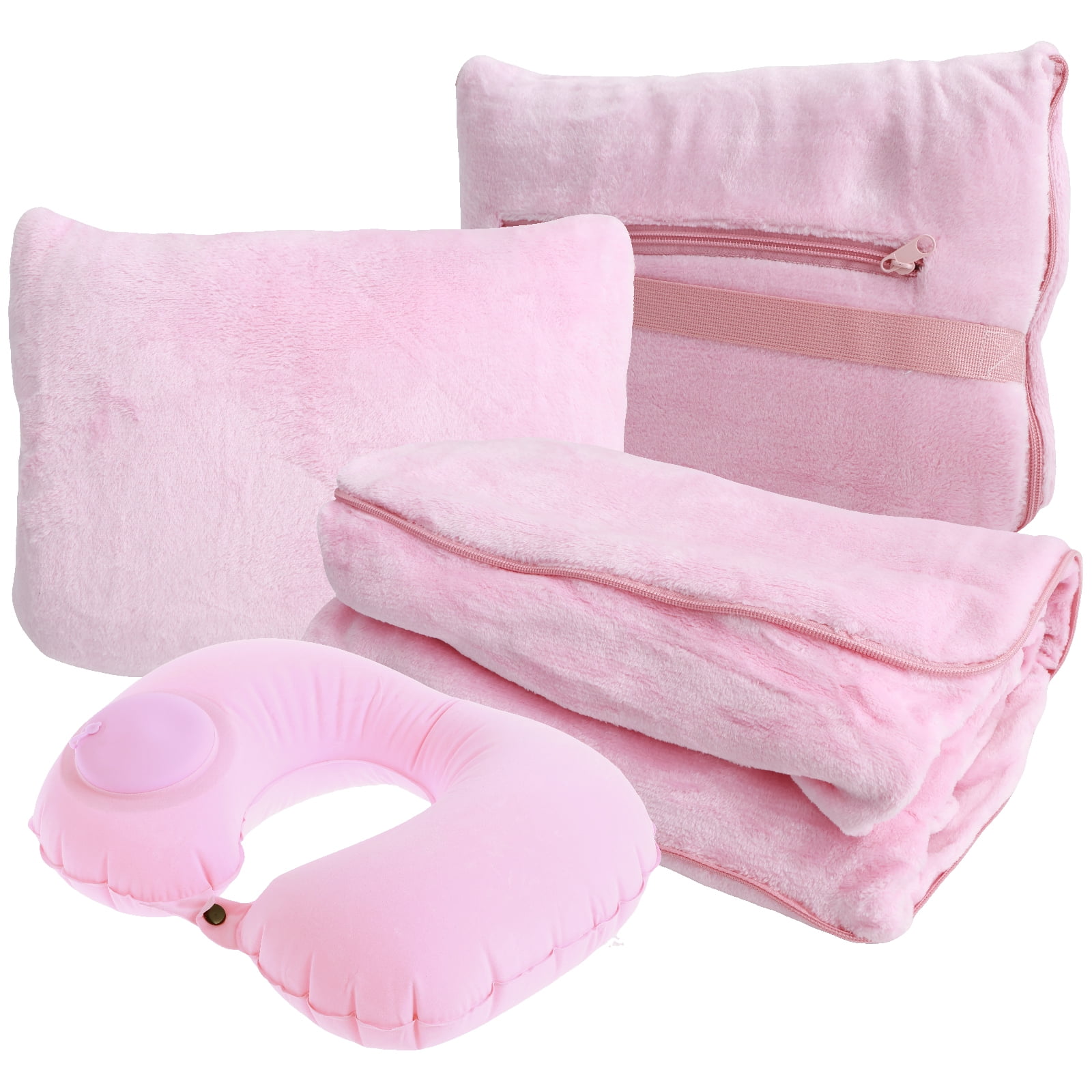 Pcapzz Travel Blanket and Pillow Set Soft Flannel Airplane Blanket ...