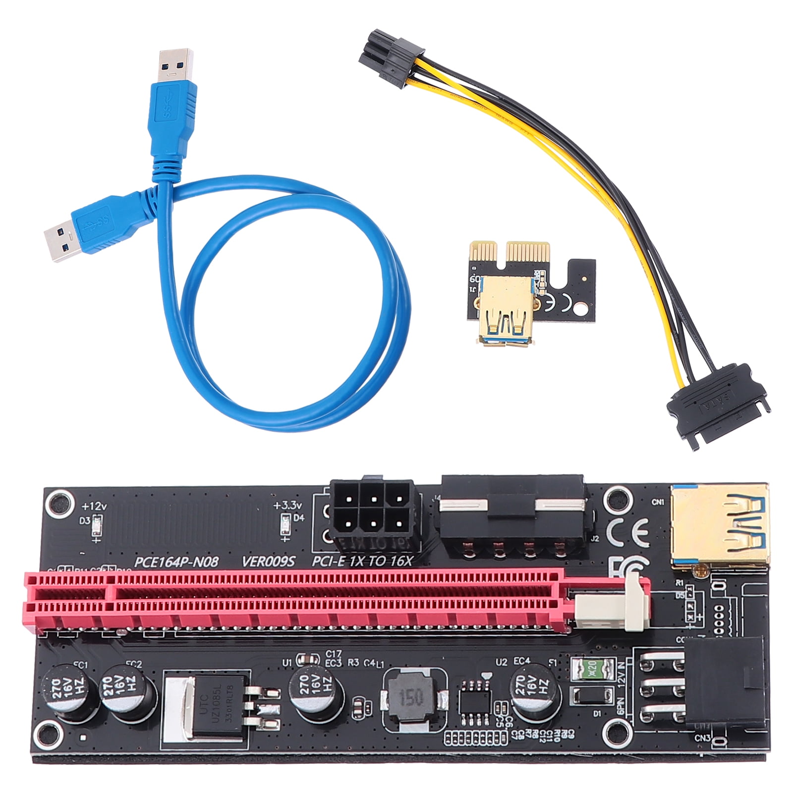 Pcie 1x to 16x 6pin PCIE Card PCIE Riser Card 1x to 16x Graphics Card ...