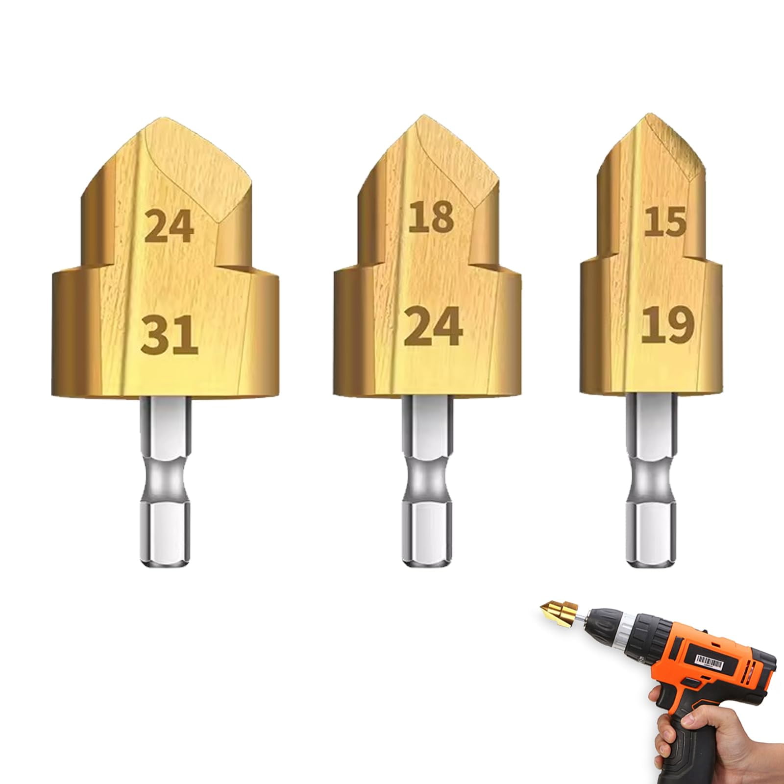 Pcmursal 3 Pack Heavy Duty Pipe Reaming Drill Bits, Conduit Reamer, ABS ...