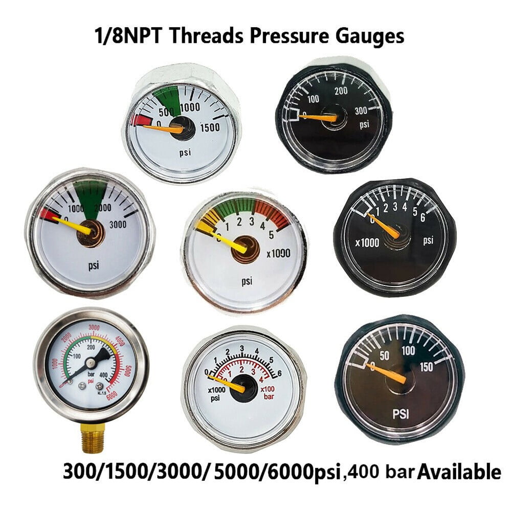 Pcp Air Pressure Gauge Mini Manometer 1/8 Npt 300Psi YIWEI - Walmart.com