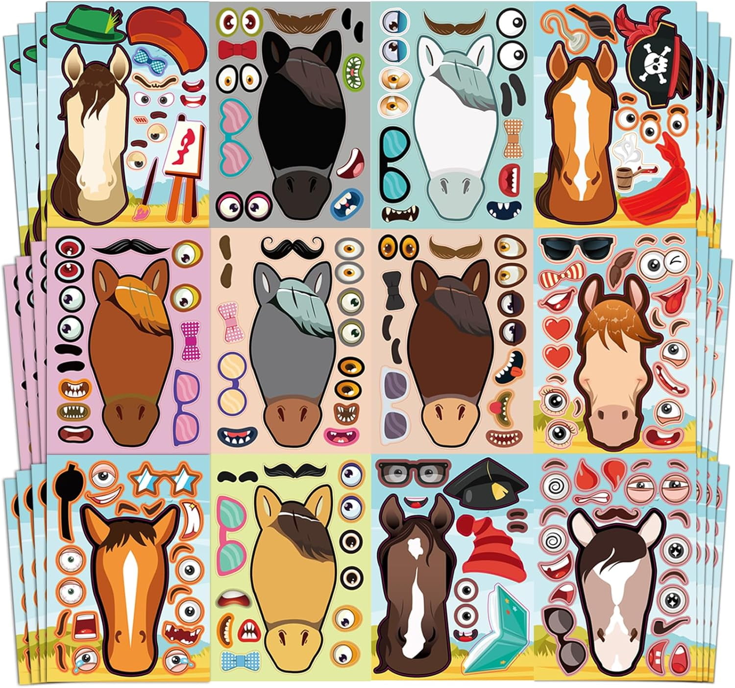 Pcs Make A Horse Sticker Sheets Mix and Match for Kids Horse Party ...