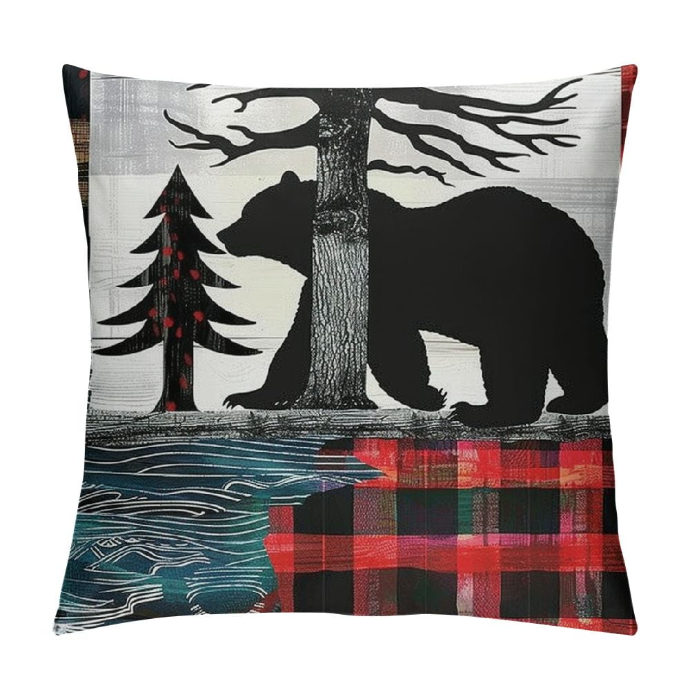 Pcs of Pillow Covers Inch, Red Black Buffalo Plaid Throw Pillow Covers ...