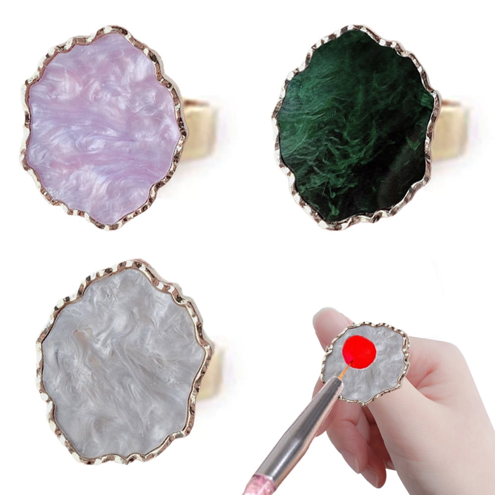 Pcs Resin Nail Art Palettes with Adjustable Finger Rings, Drawing Nail ...