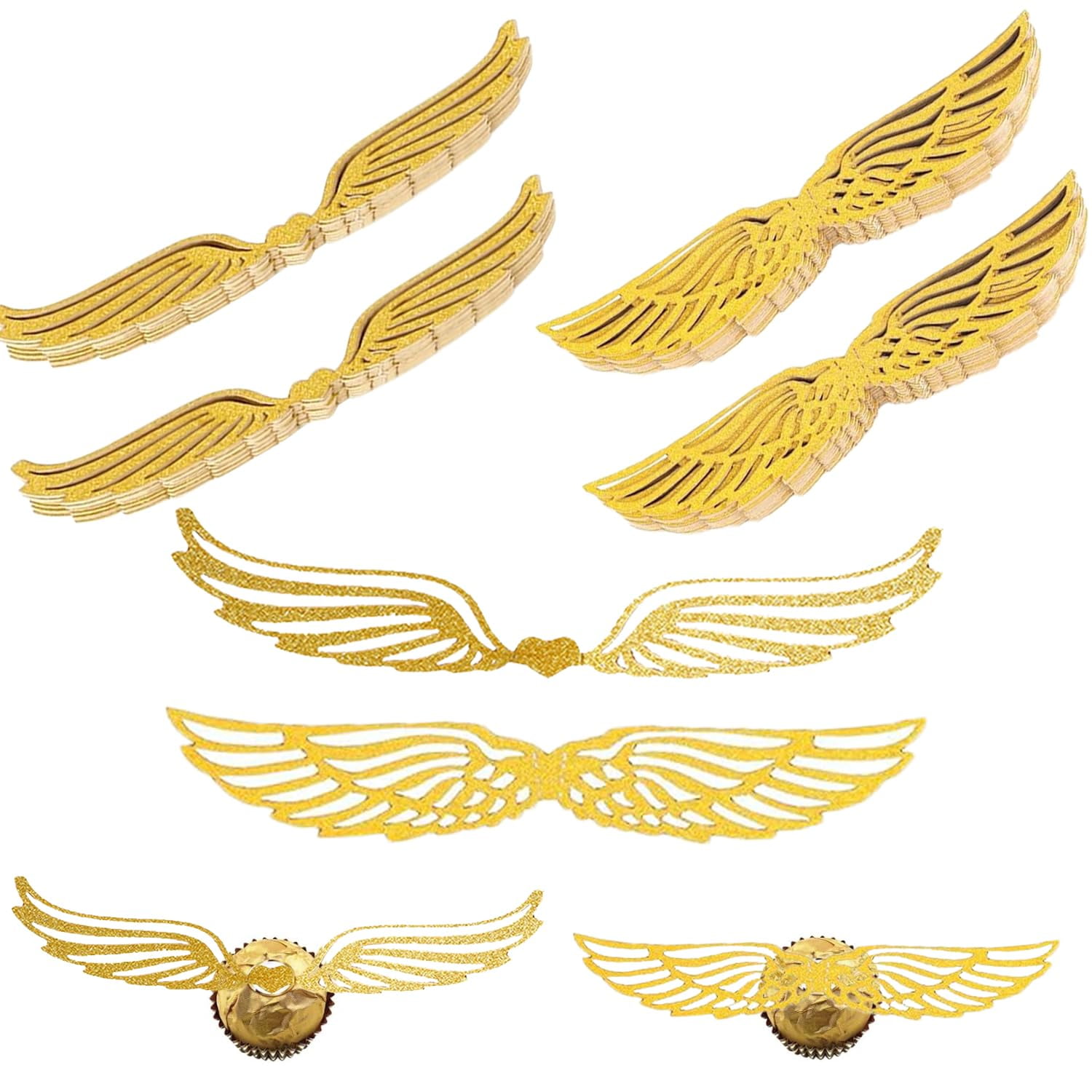 Pcs WizardEGSC Party Decoration Golden Wings Chocolate Decor Glue Point ...