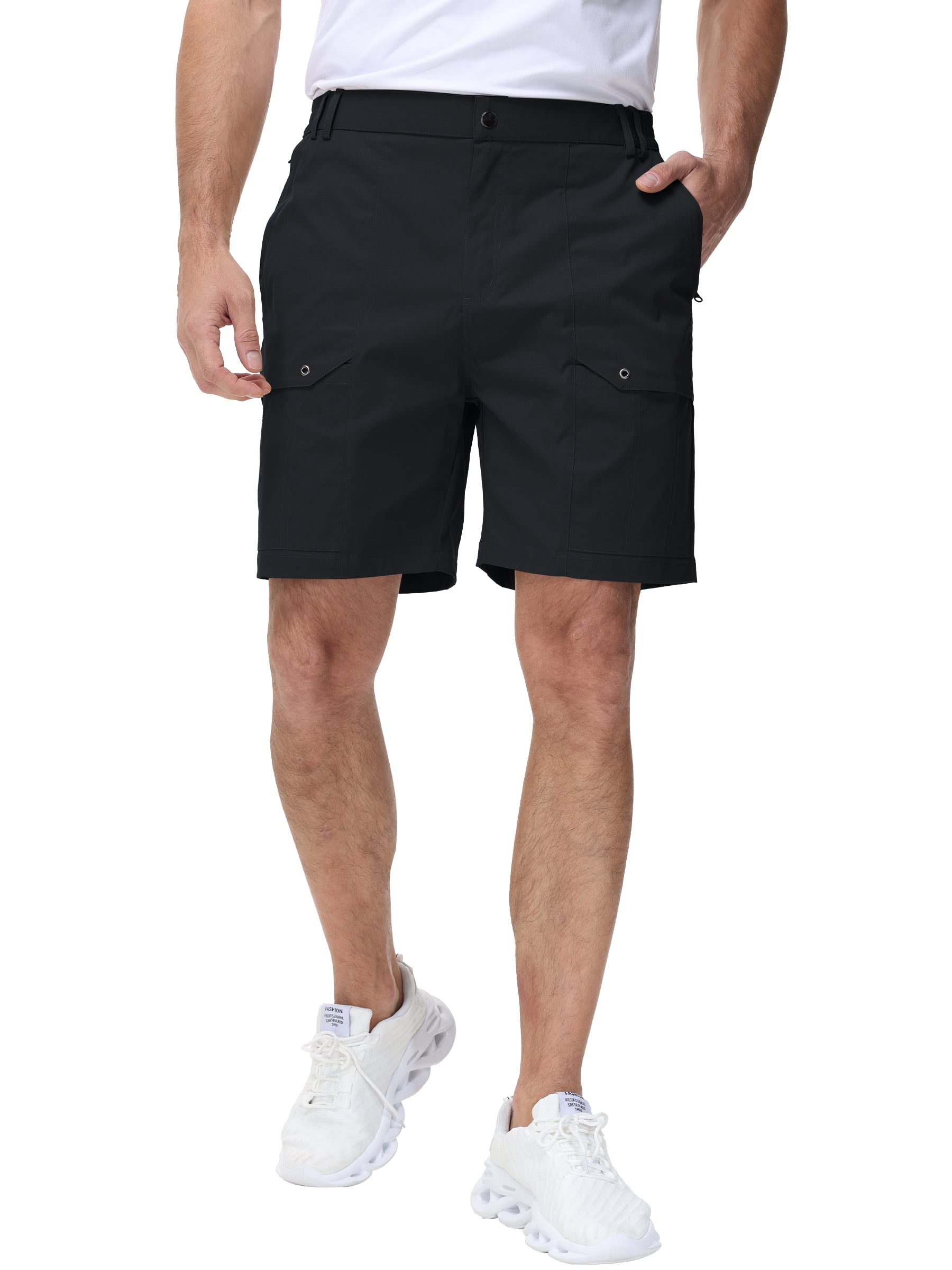 Pdbokew Men's Cargo Stretch Short 6 Pockets Include 2 Zipper Pocket ...