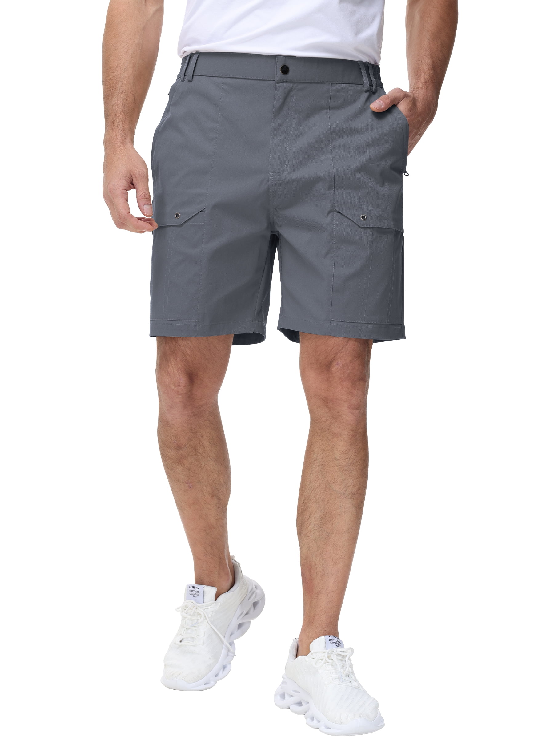 Pdbokew Men's Cargo Stretch Short 6 Pockets Include 2 Zipper Pocket ...